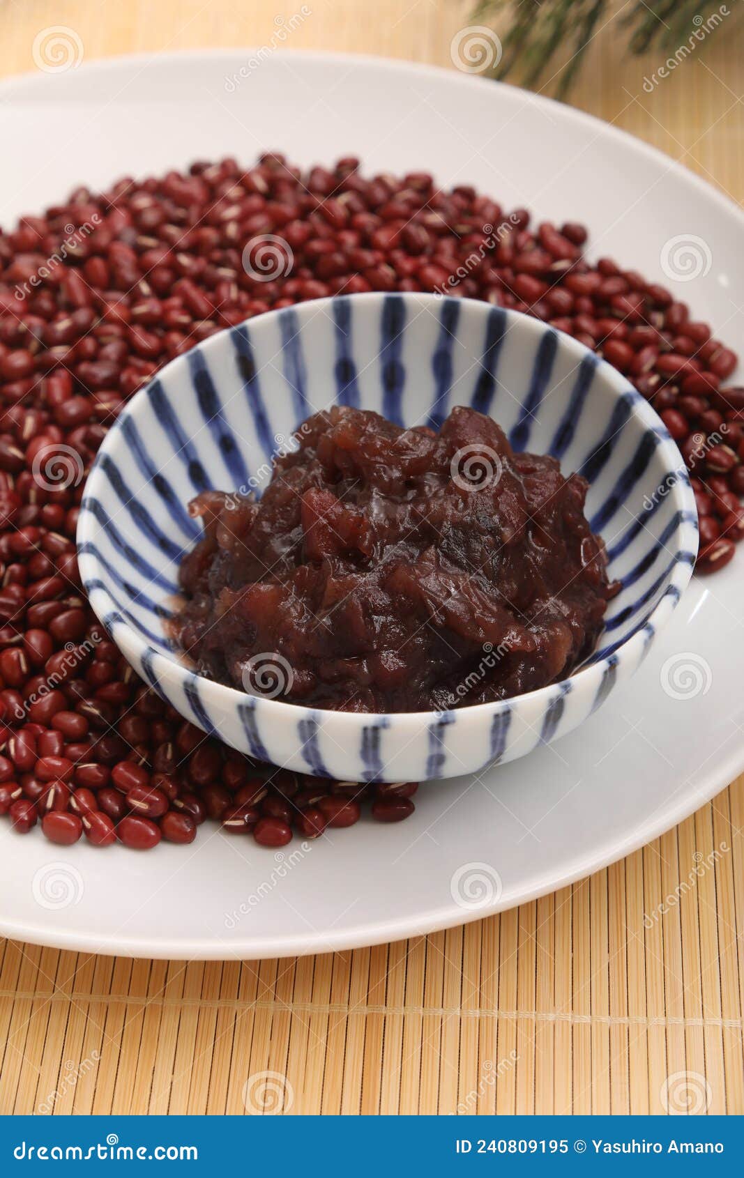 Red Bean Paste and Azuki Beans on a Plate Stock Image - Image of ...