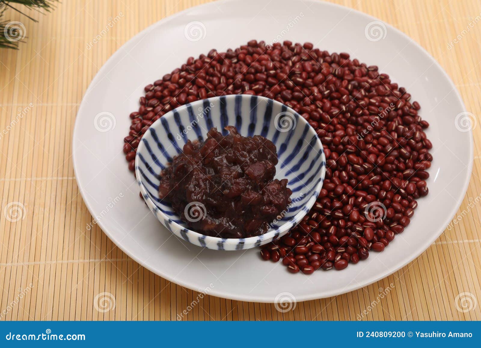 Red Bean Paste and Azuki Beans on a Plate Stock Photo - Image of adzuki ...