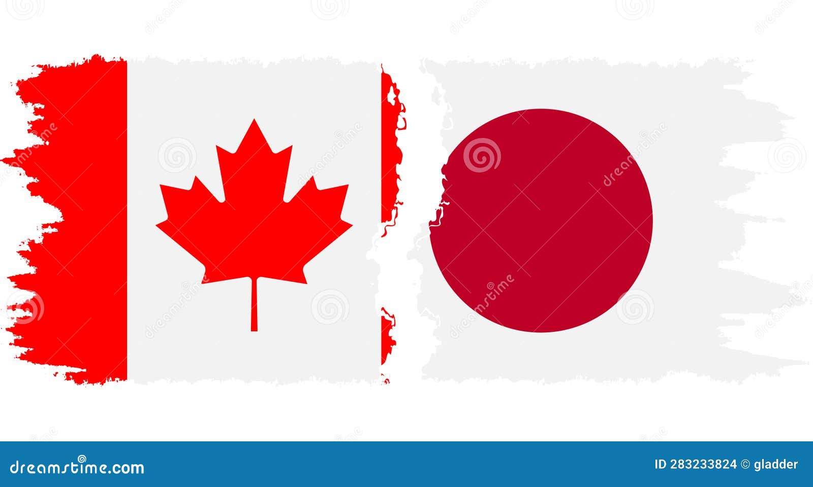 Japan and Canada Grunge Flags Connection Vector Stock Vector ...