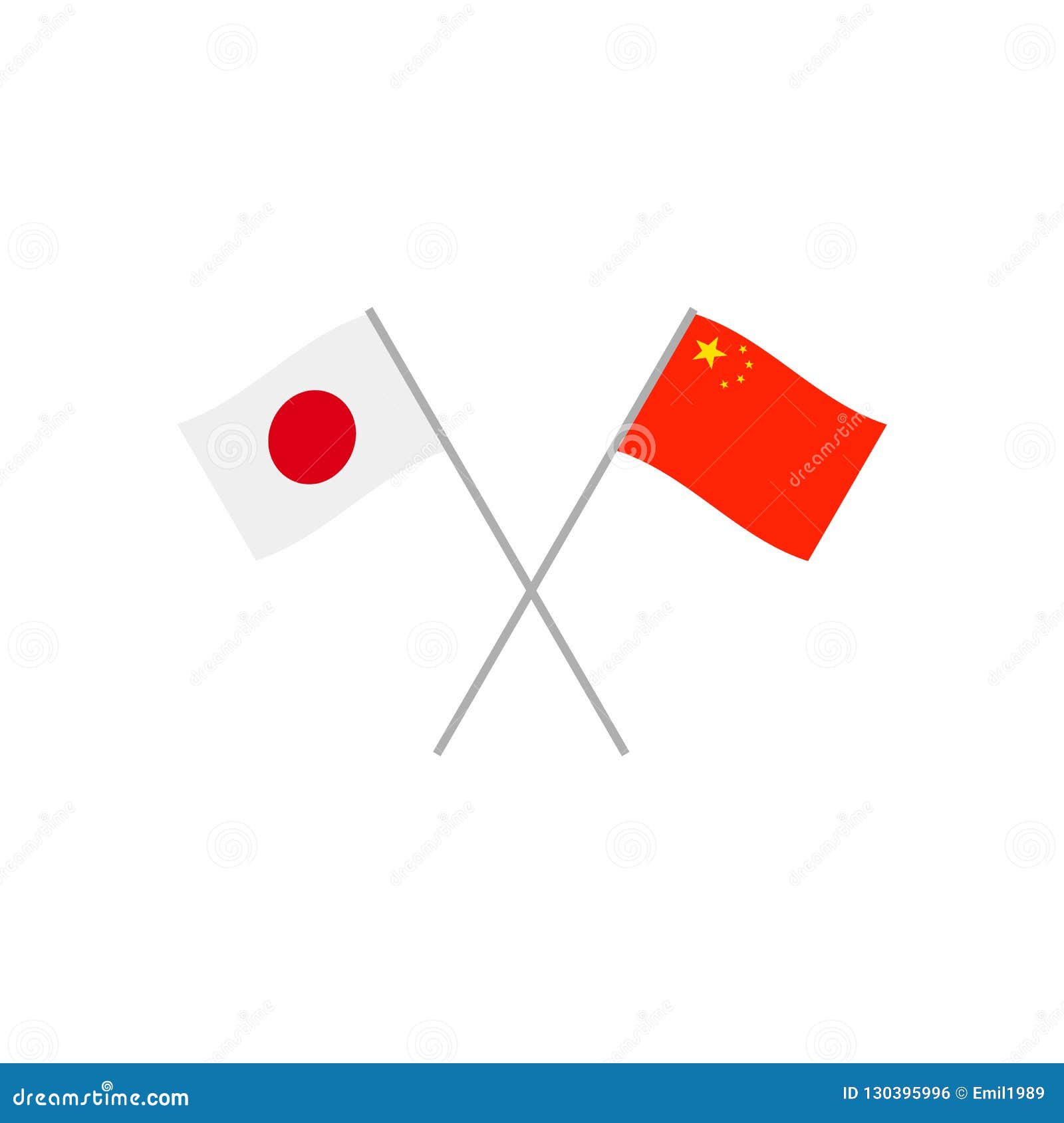Japan and China flags stock vector. Illustration of flagstaff - 130395996