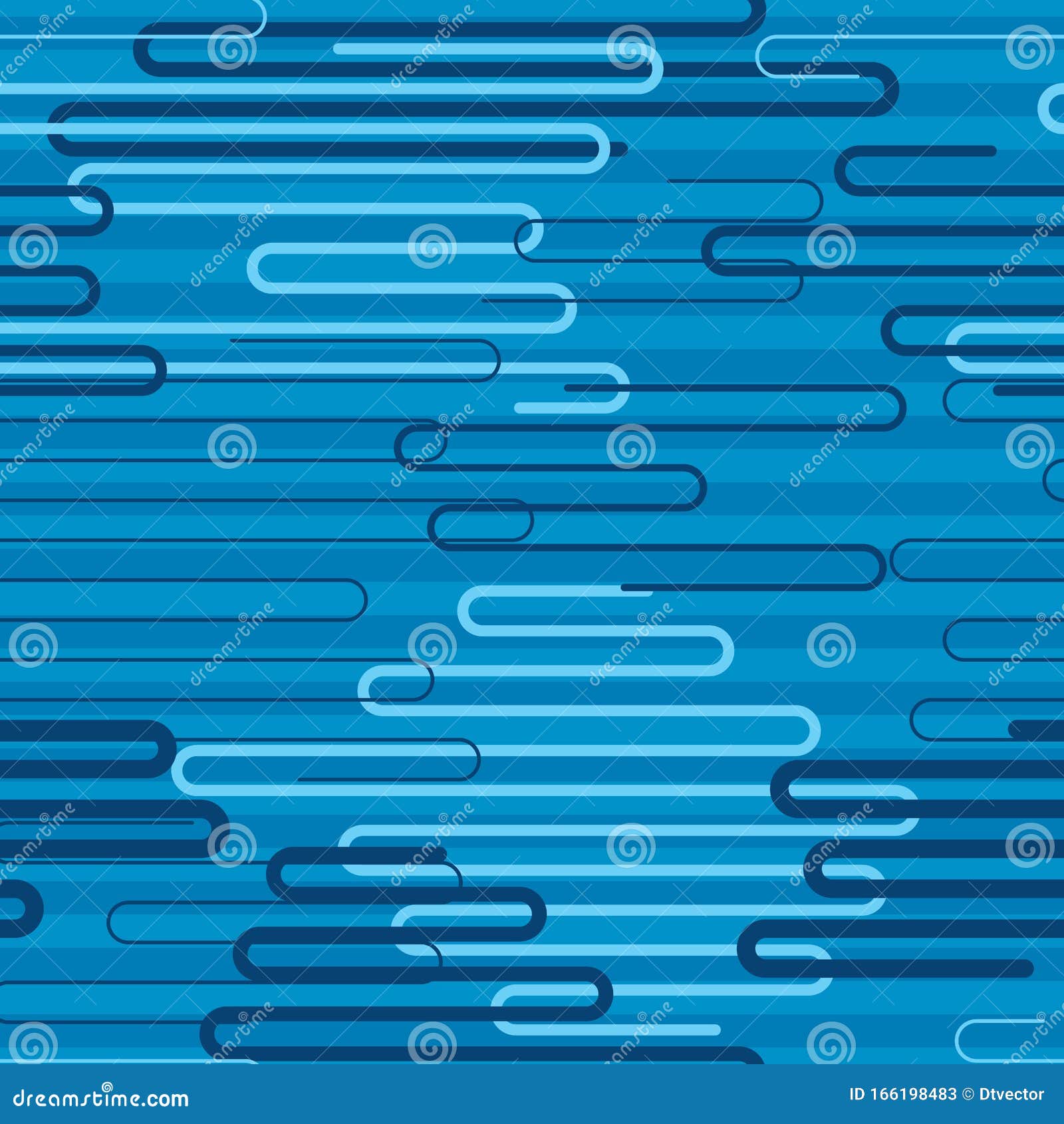 Japan Cloud Line Shape Style Stripe Blue Seamless Pattern Stock Vector ...