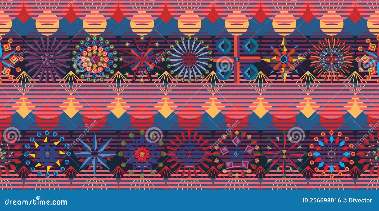 Japan Color Mandala Horizontal Banner Seamless Stock Vector ...