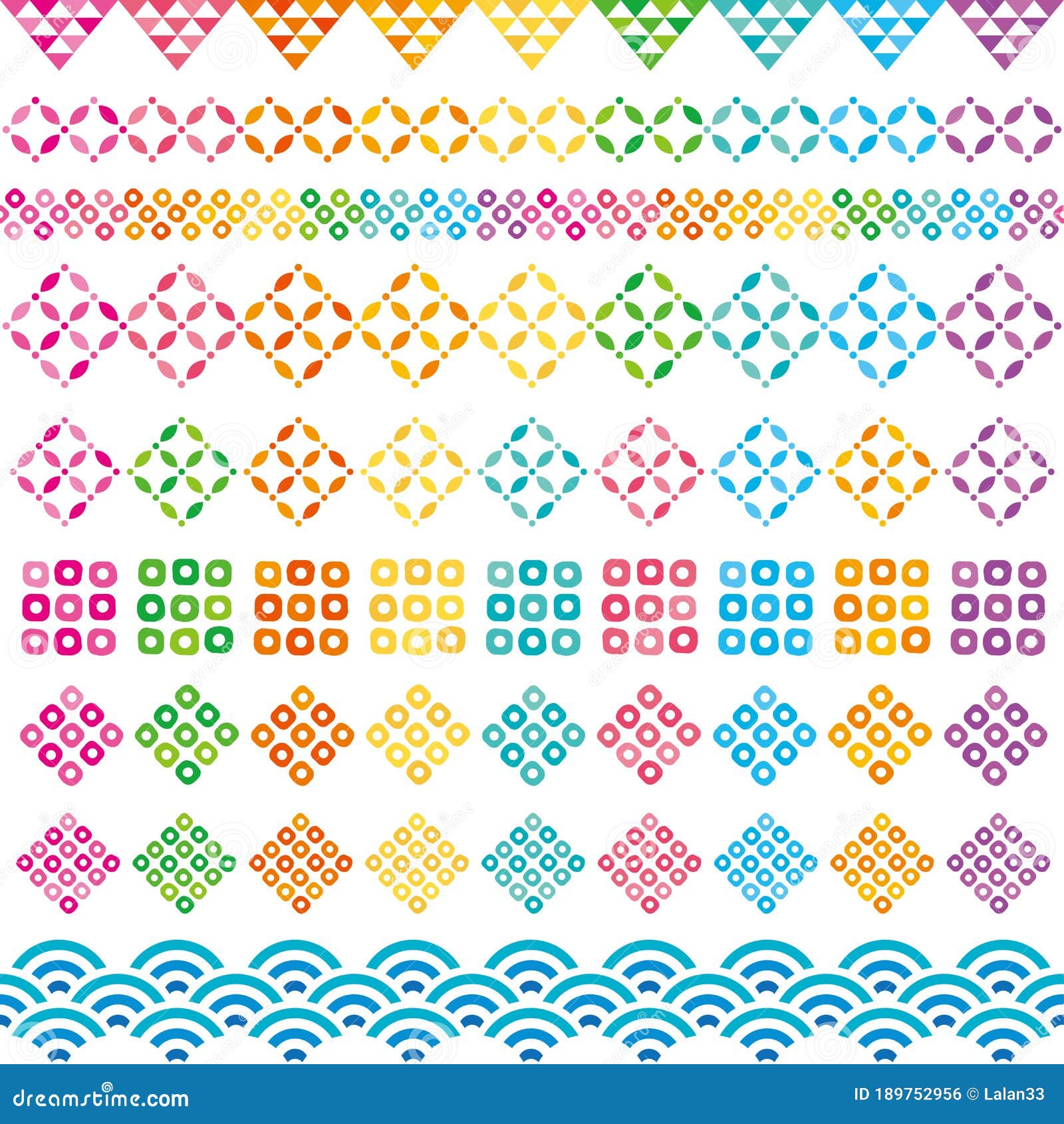 Set of Colorful Japanese Decorations. Japanese Traditional Design ...