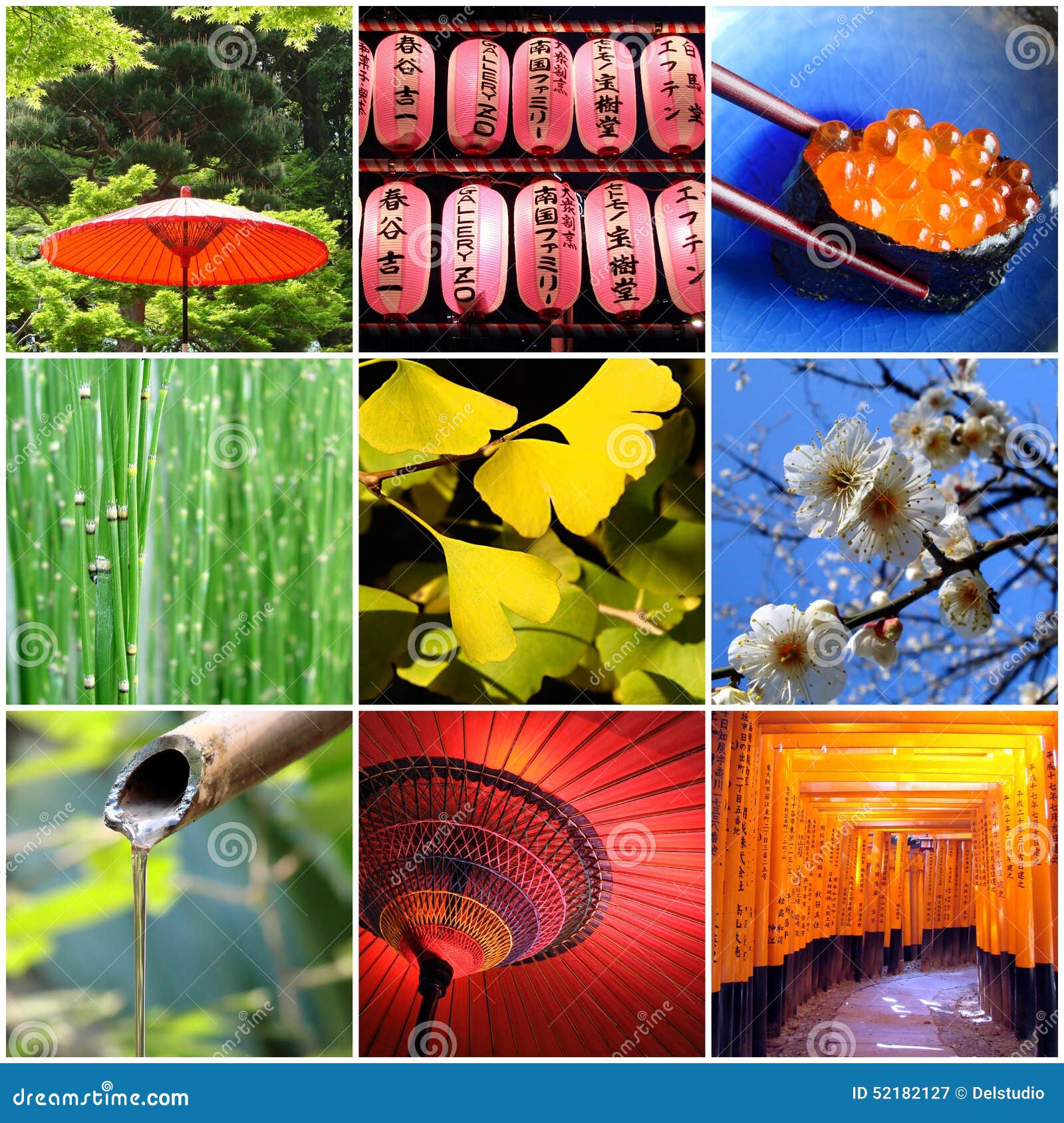Japan Colorful Square Collage Stock Image - Image of close, blossom ...