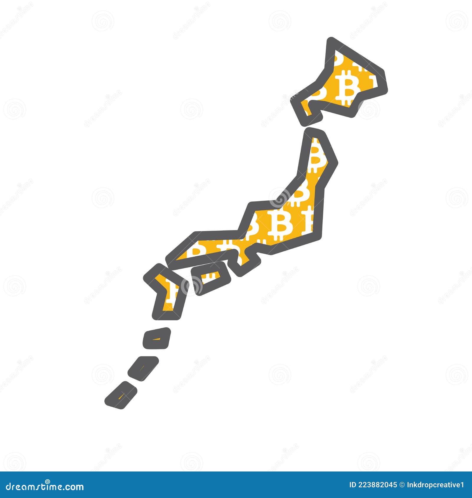 Japan Country Map with Bitcoin Crypto Currency Logo Stock Vector ...
