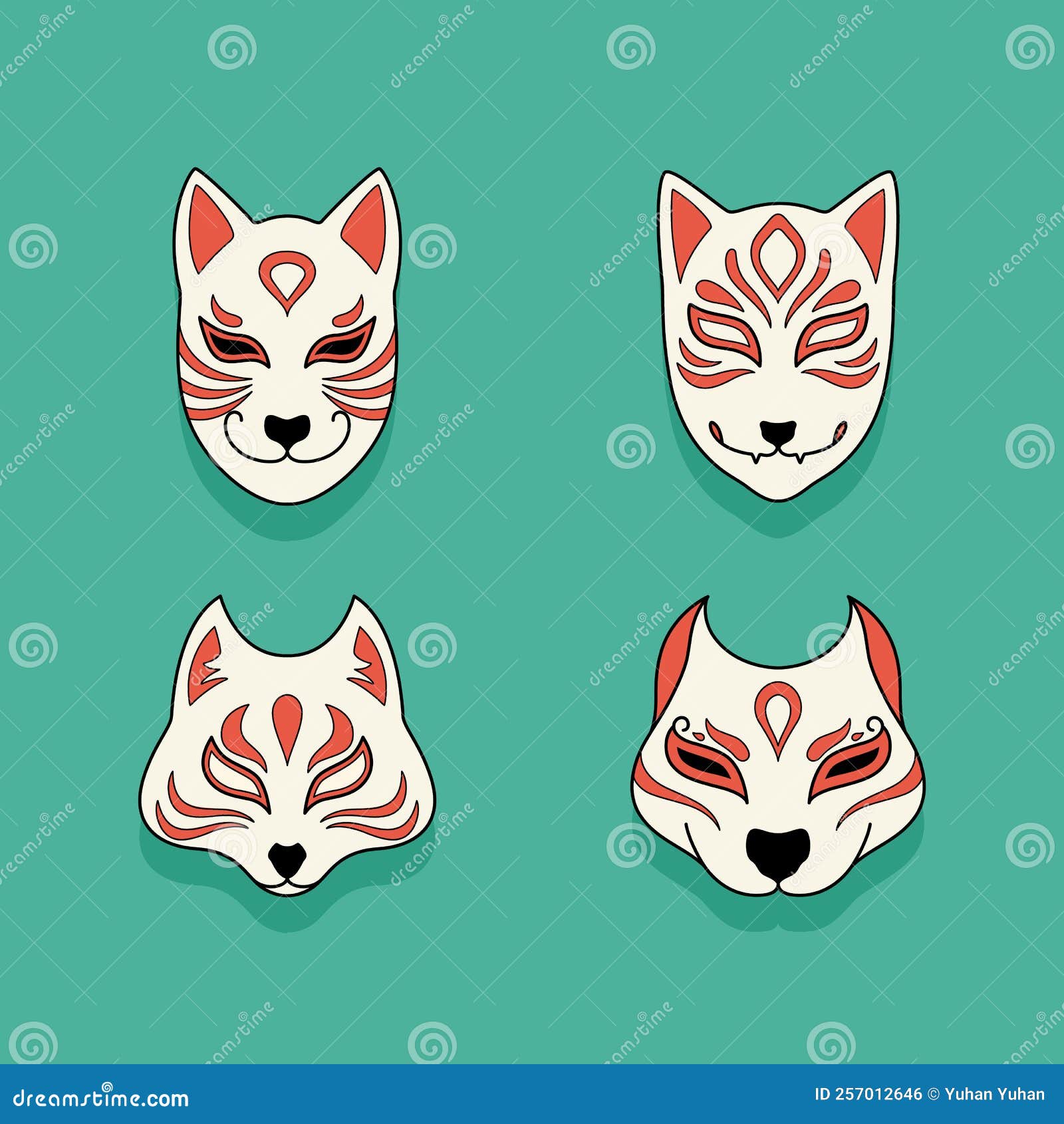 Japan Red Mask Icon Cartoon Vector. Noh Face | CartoonDealer.com #279258356