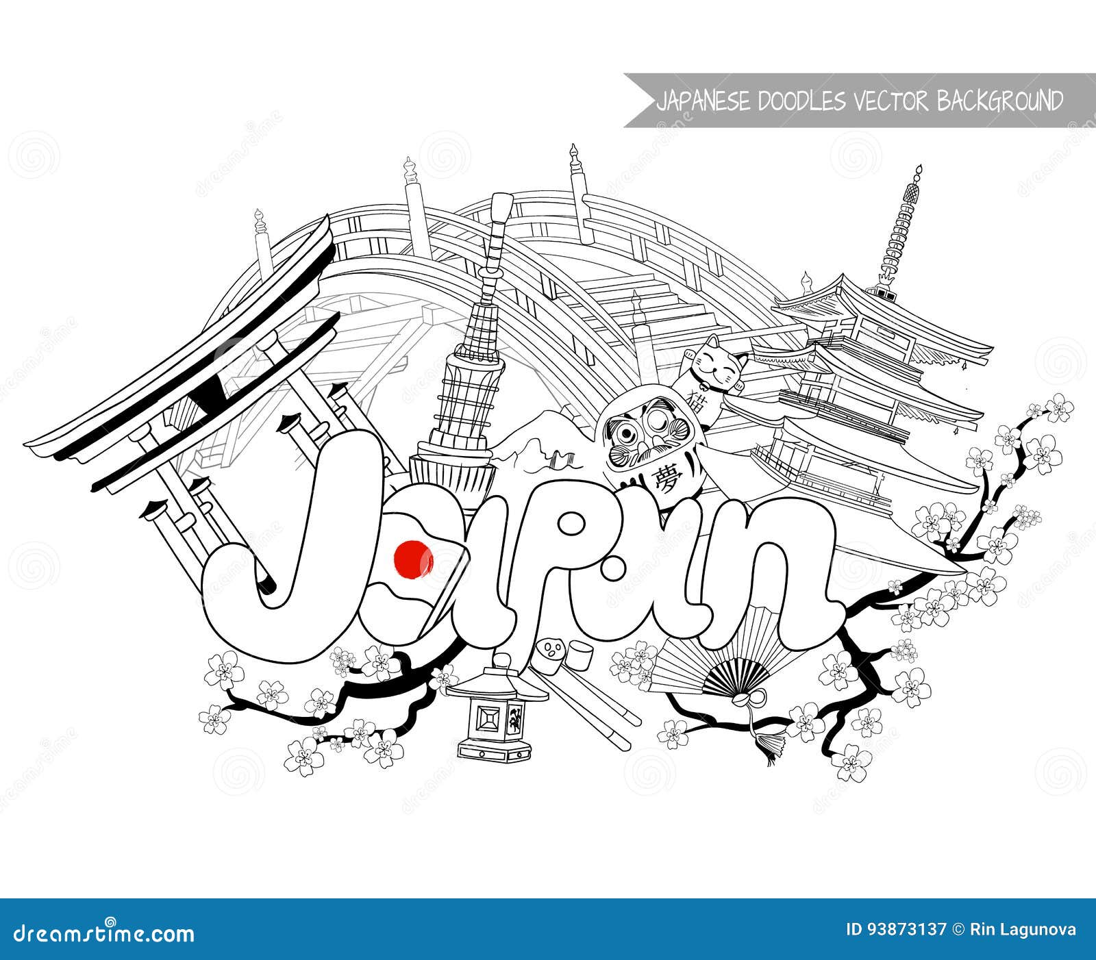 JAPAN Doodle Background, VECTOR Illustration Stock Vector ...