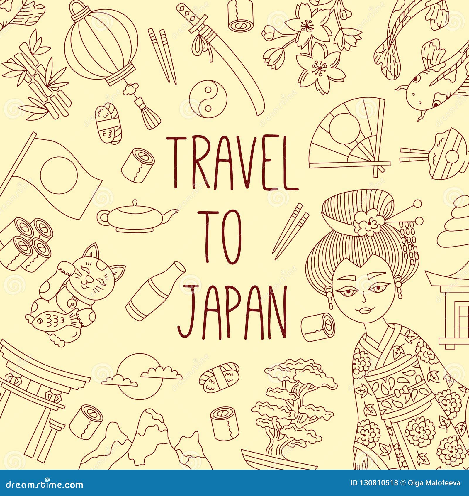 Japan Doodle Line Icons Vector Set Stock Vector - Illustration of ...