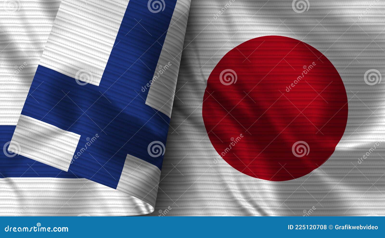 Japan and Finland Realistic Flag â€“ Fabric Texture Illustration Stock ...