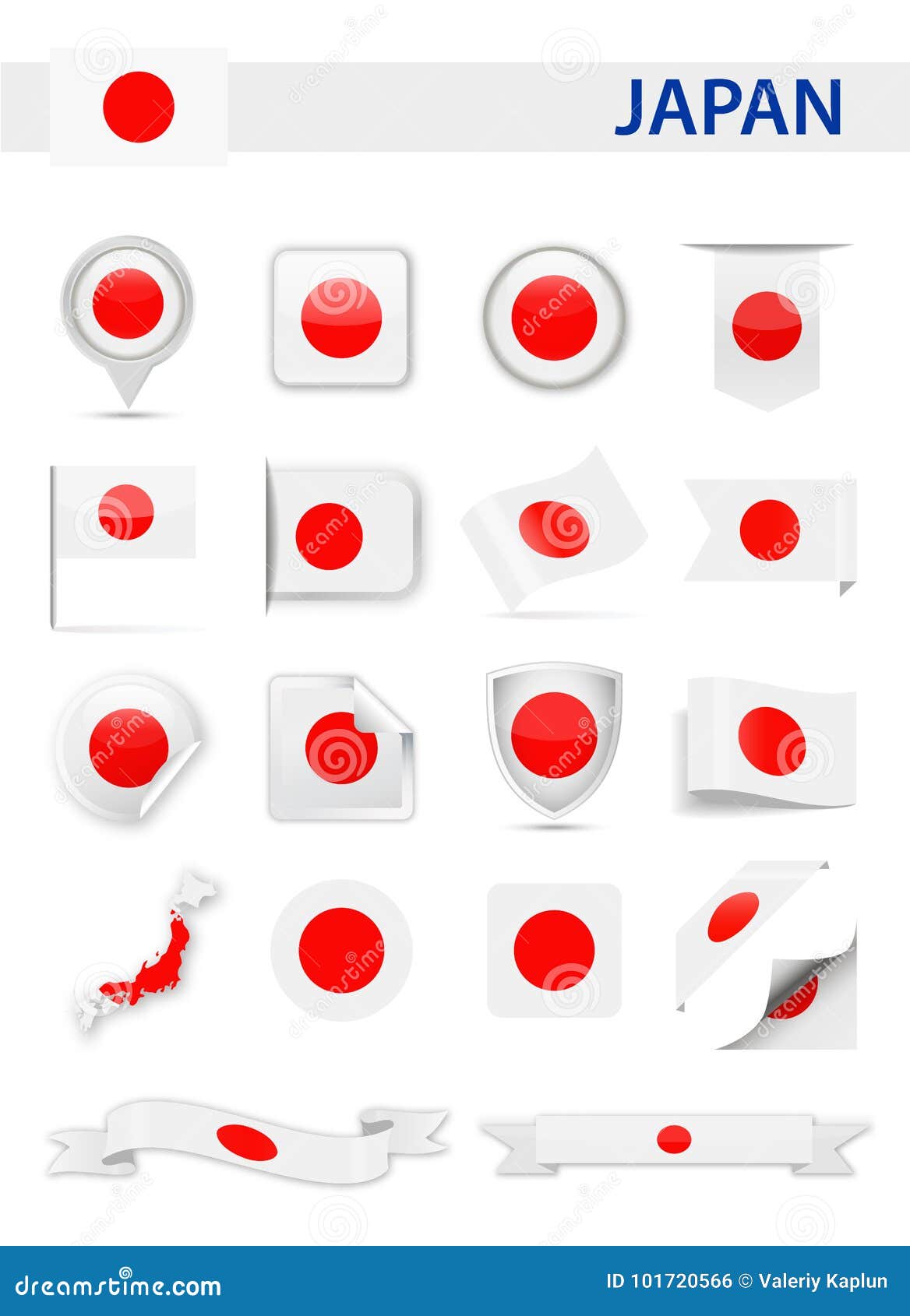 Japan Flag Vector Set stock illustration. Illustration of celebration ...