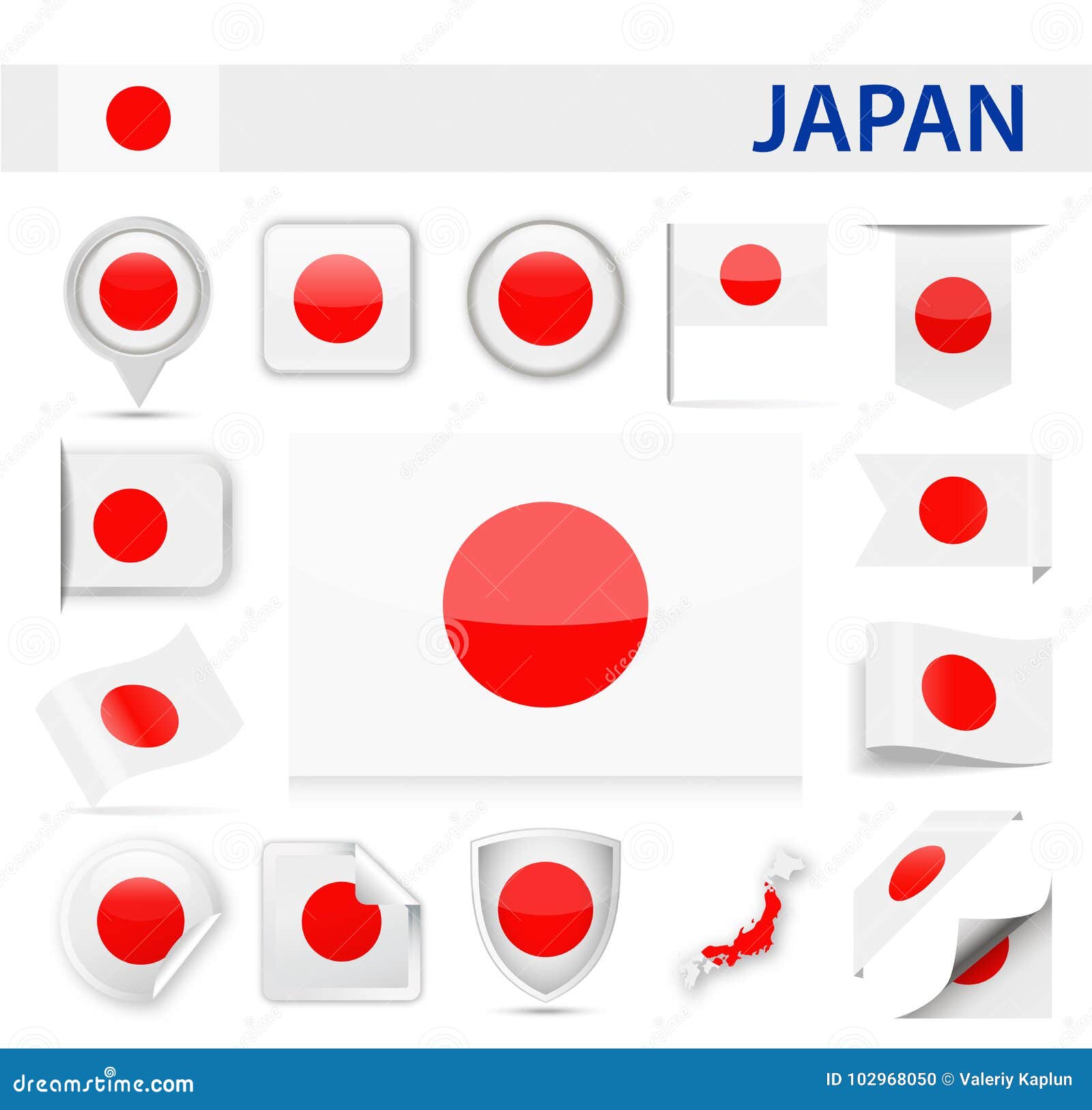 Japan Flag Vector Set stock illustration. Illustration of japanese ...