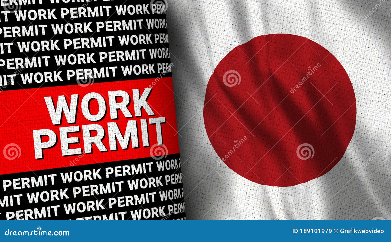 Japan Flag with Work Permit Title Stock Illustration - Illustration of ...