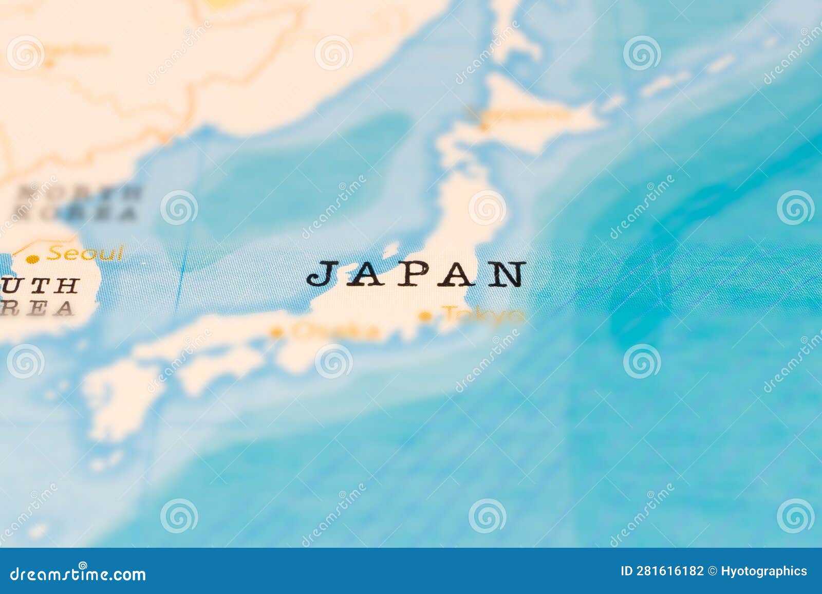 Japan in Focus on a Tilted World Map. Stock Illustration - Illustration ...
