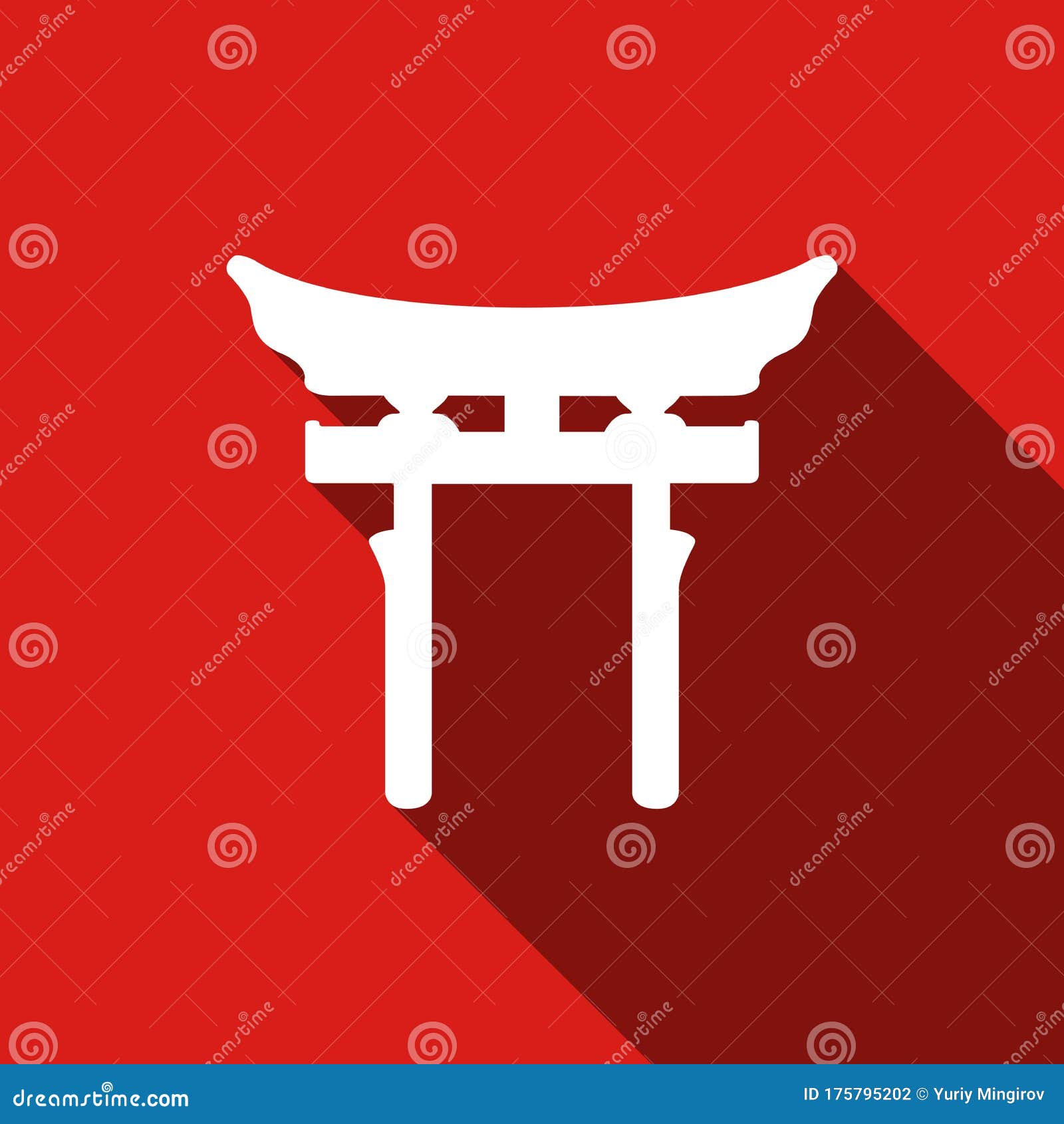 Japan Gate. Torii Icon with Long Shadow. Stock Vector - Illustration of ...