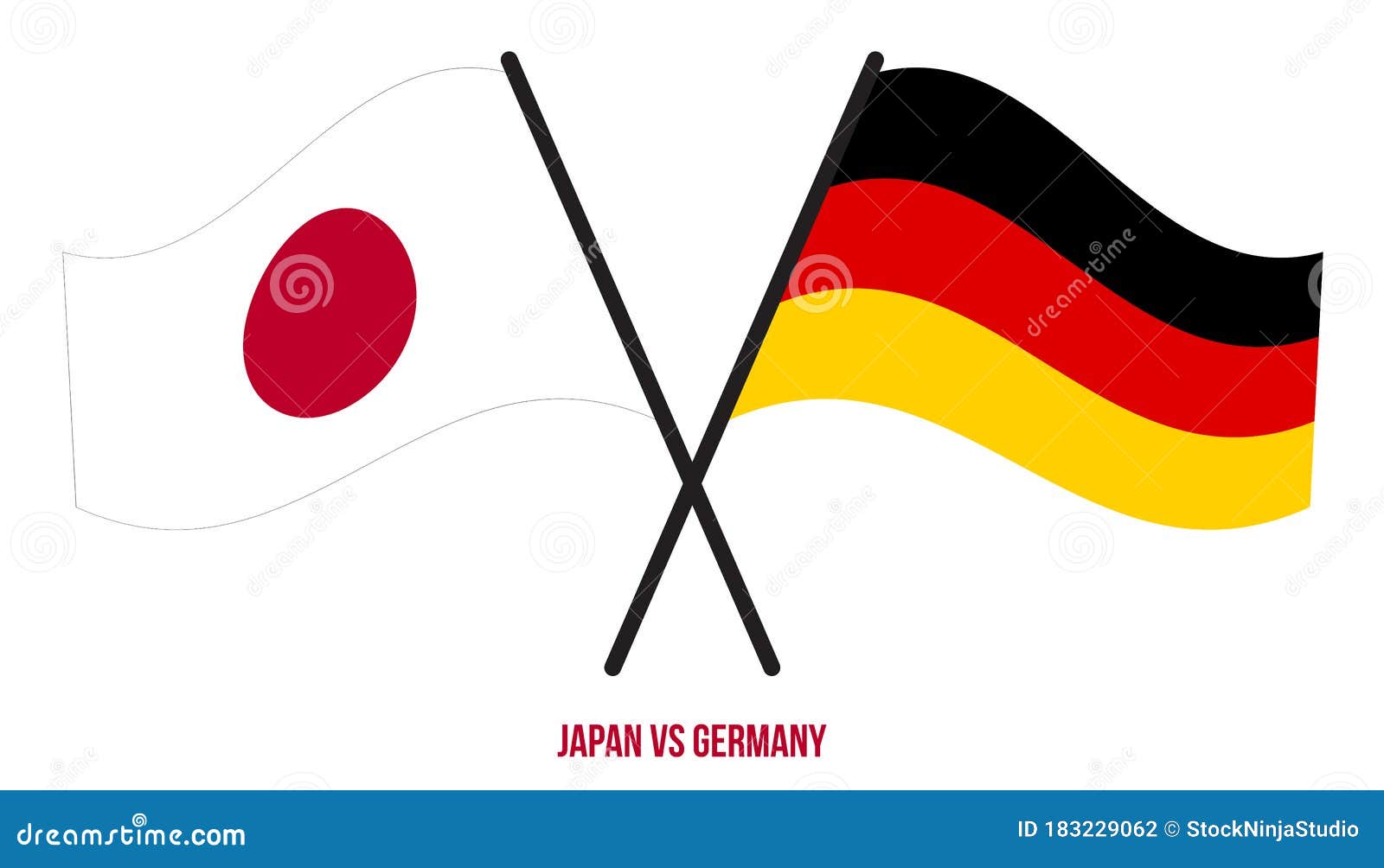 Japan and Germany Flags Crossed and Waving Flat Style. Official ...