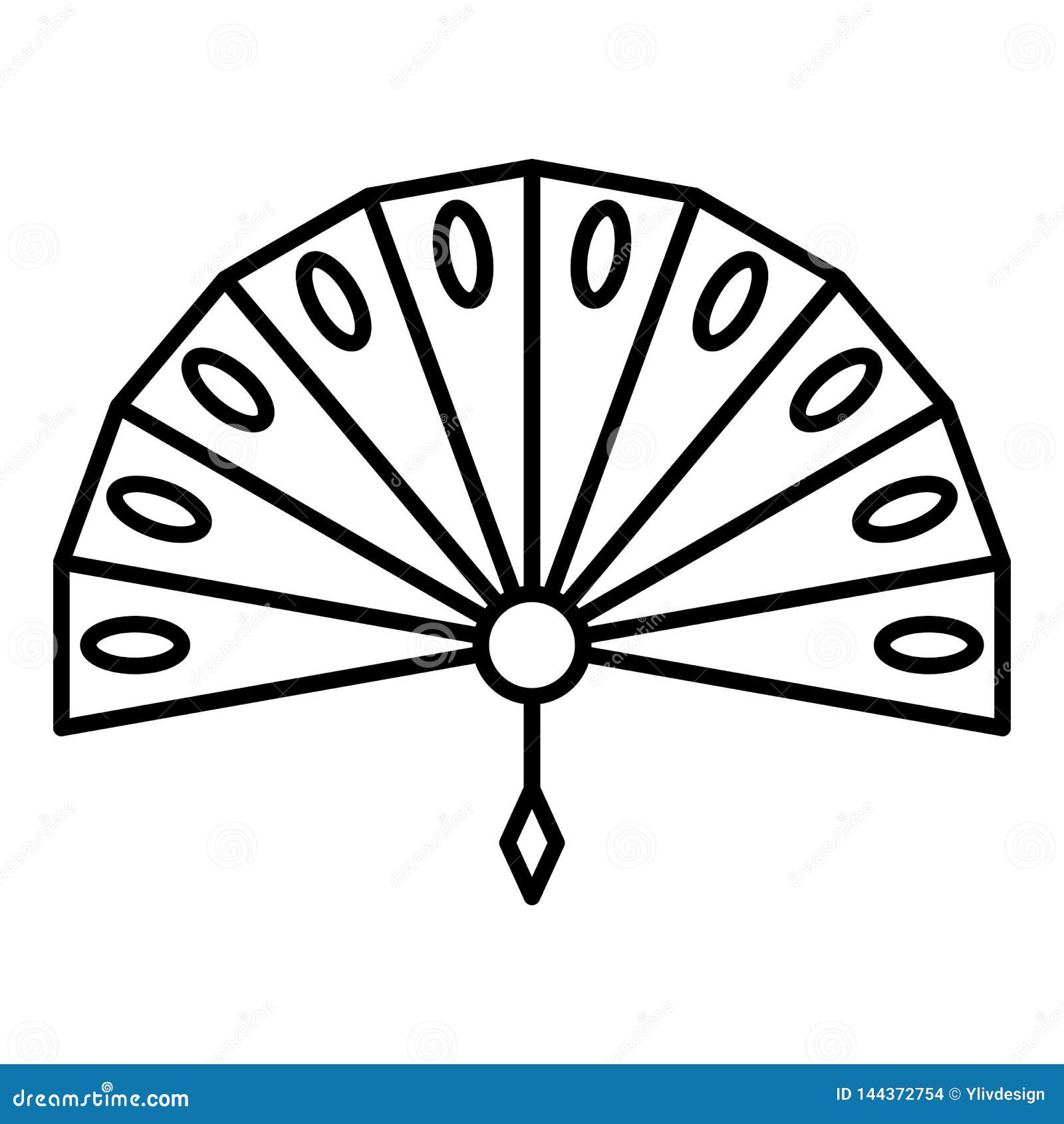 Japan Hand Fan Icon, Outline Style Stock Vector - Illustration of ...
