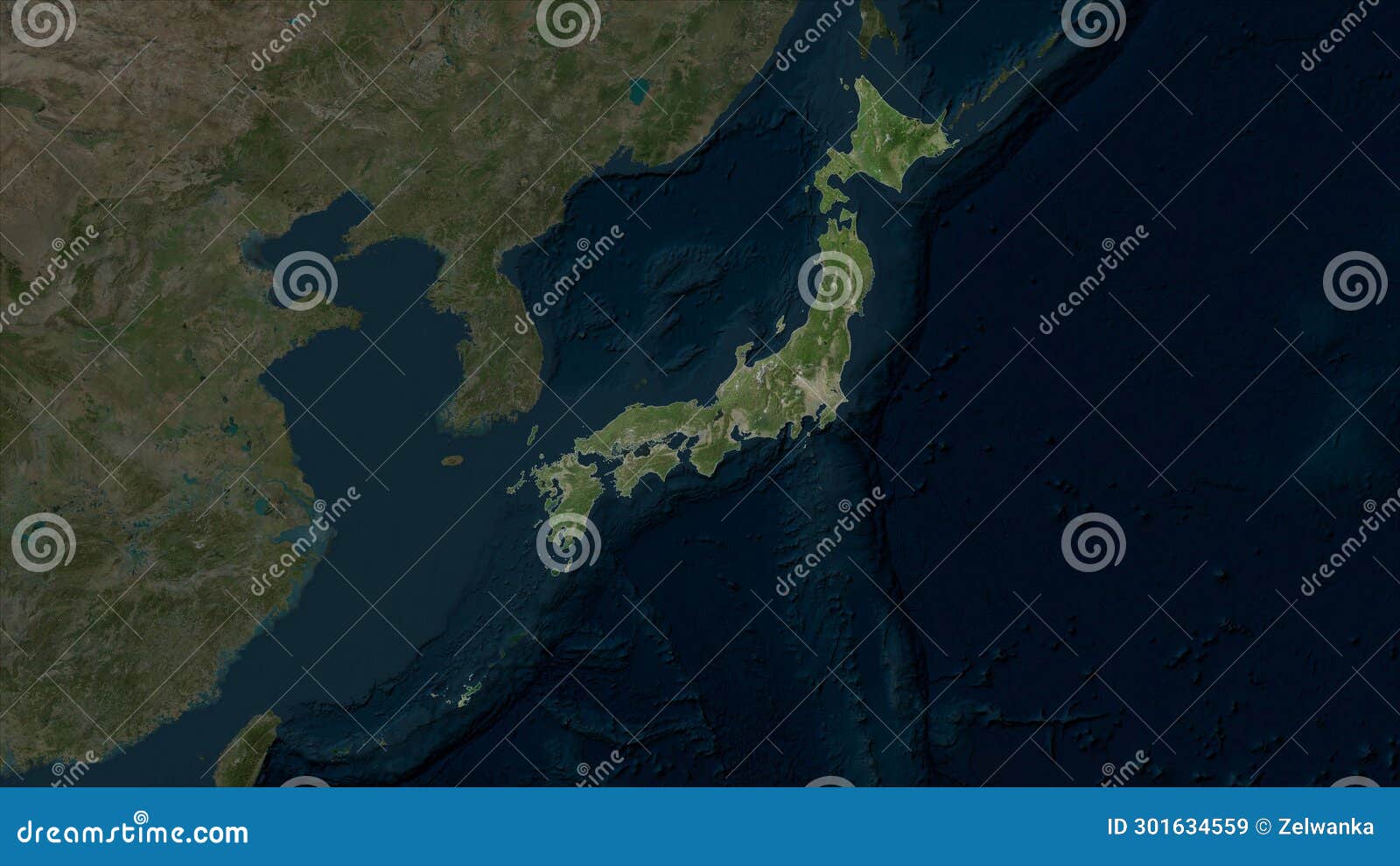 Japan Highlighted. High-res Satellite Stock Illustration - Illustration ...
