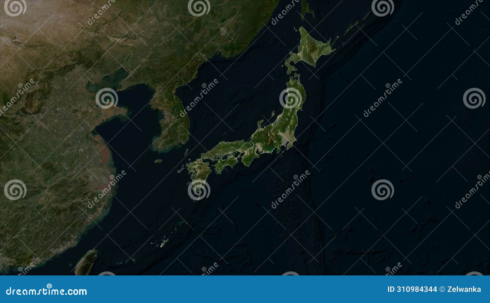 Japan Highlighted. Low-res Satellite Stock Illustration - Illustration ...