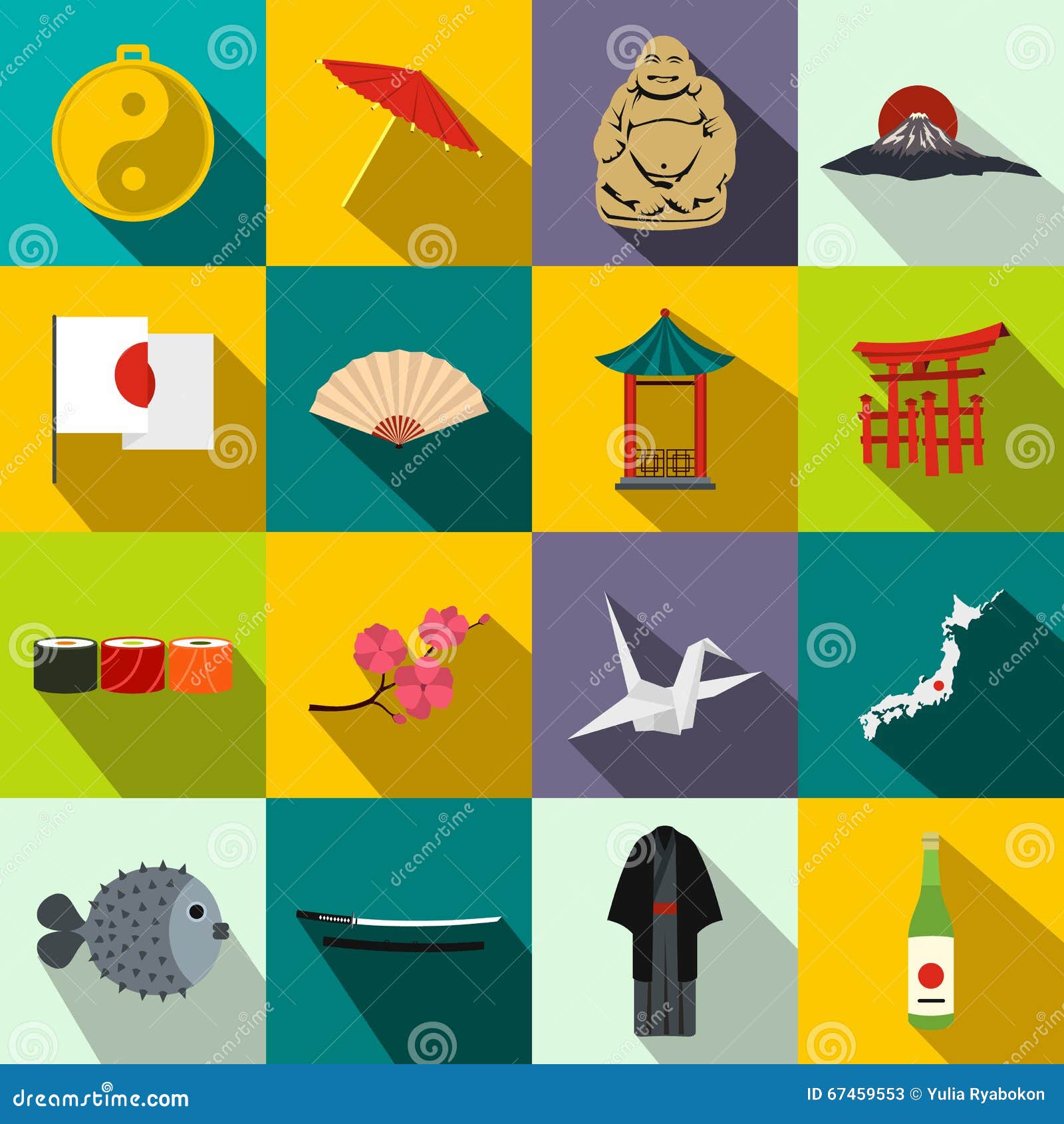 Japan Icons. Japanese Theme Doodle Icons Royalty-Free Cartoon ...