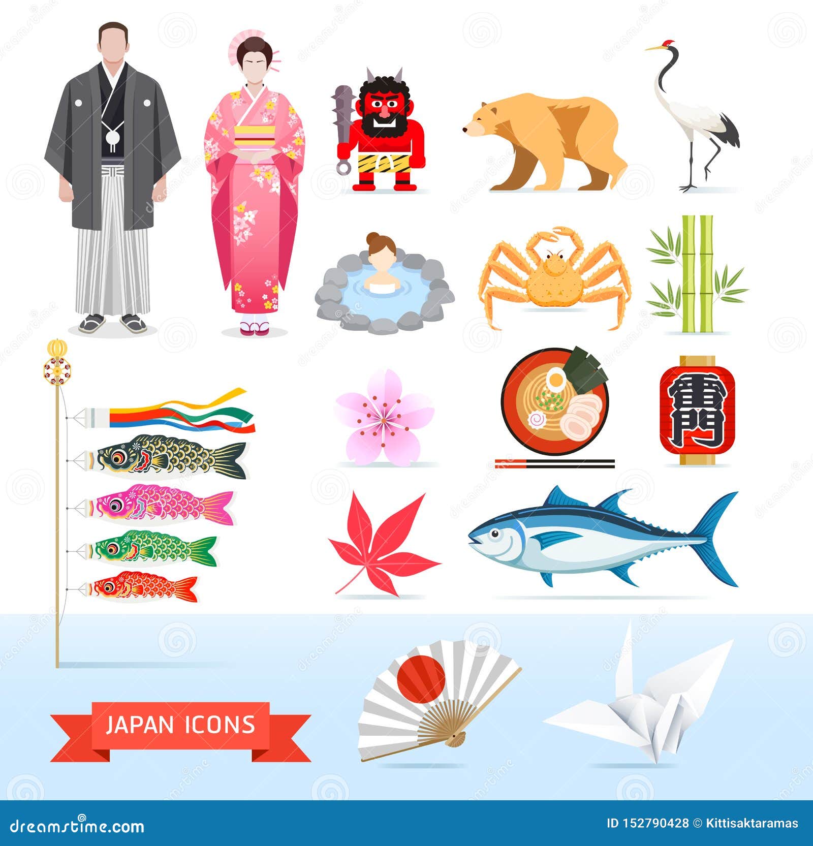 Japan Icons. Japanese Theme Doodle Icons Royalty-Free Cartoon ...