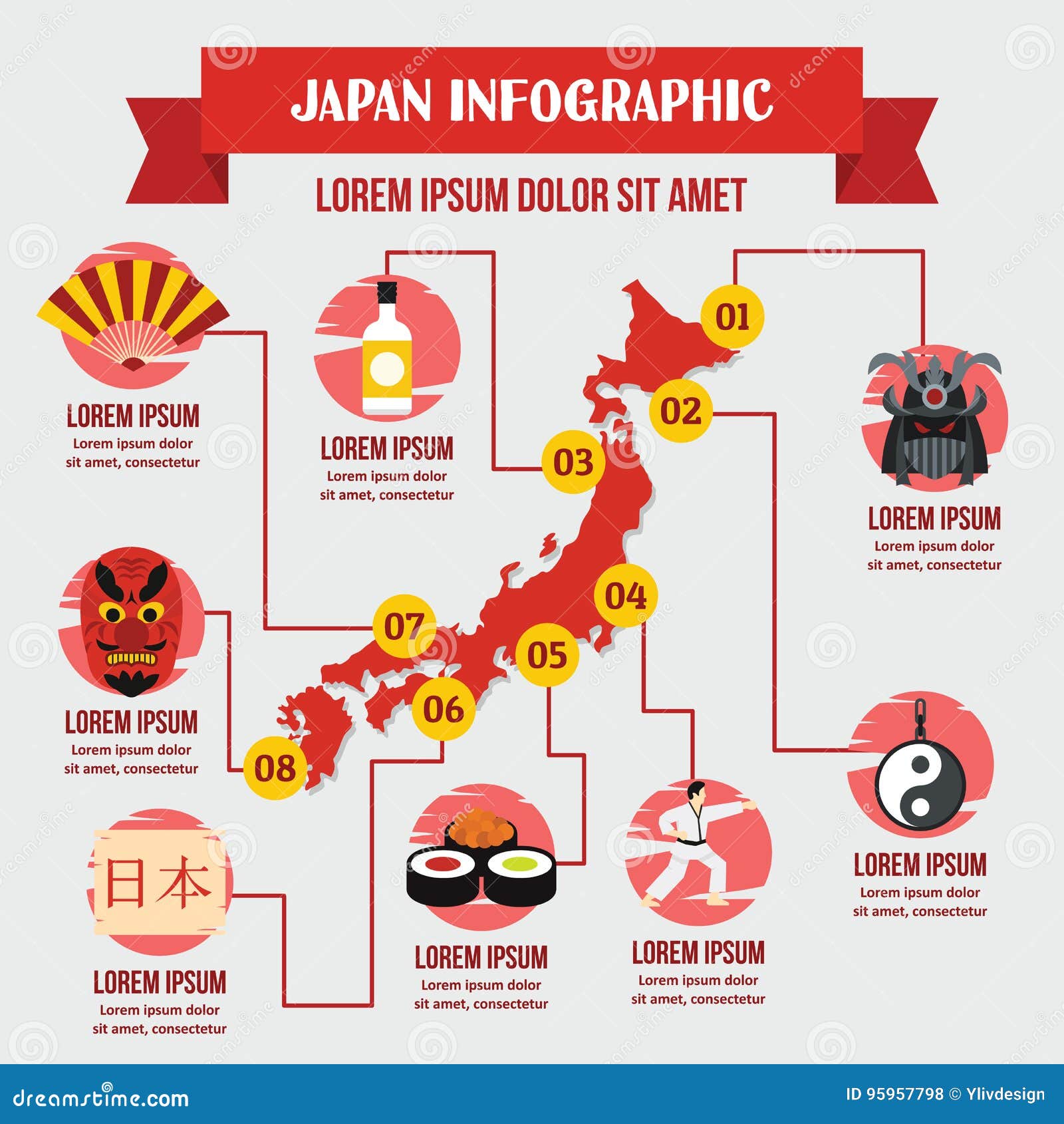 Japan Map With Infographic Elements. Infographics Layouts. Vector ...