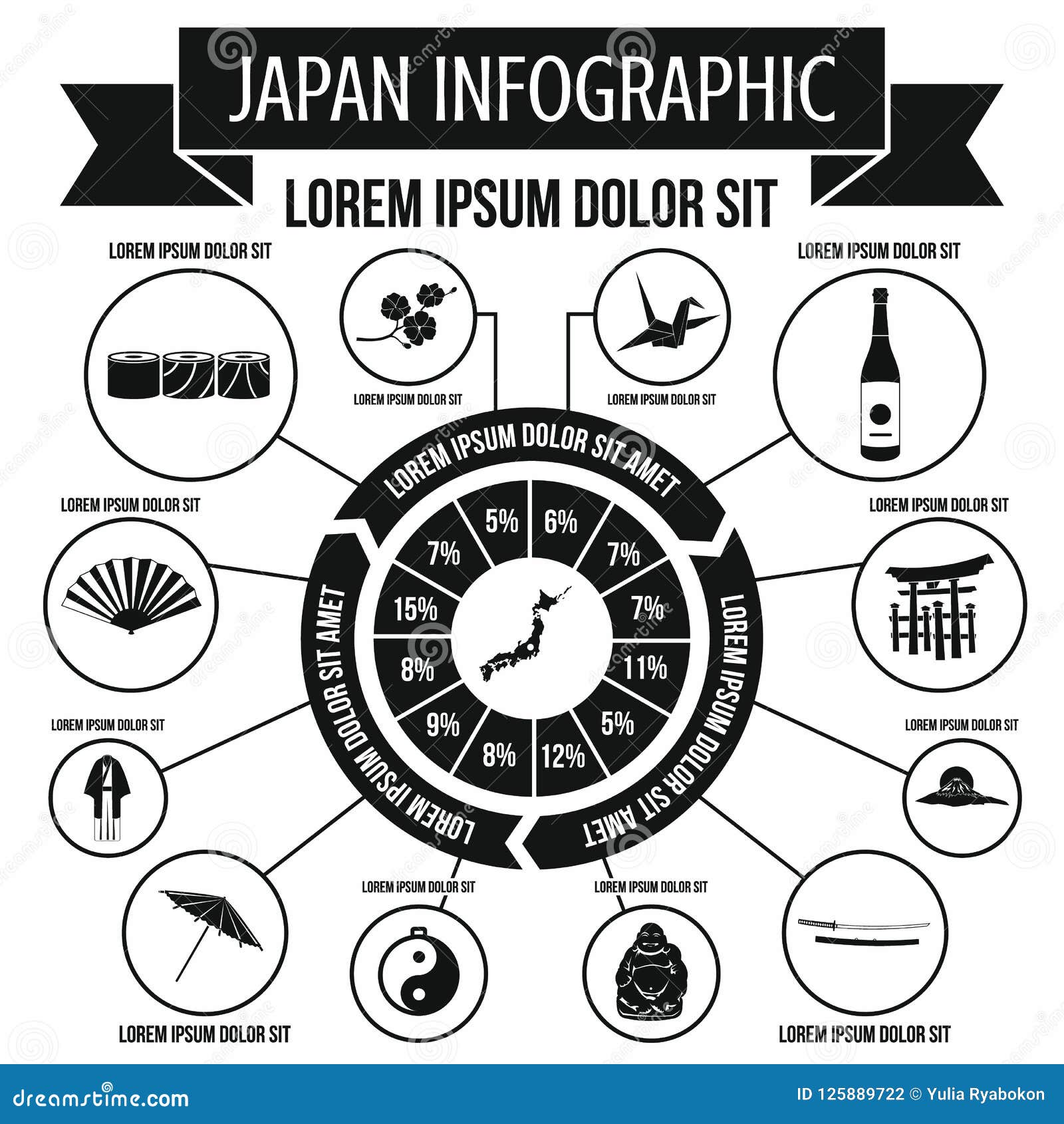 Japan Map With Infographic Elements. Infographics Layouts. Vector ...