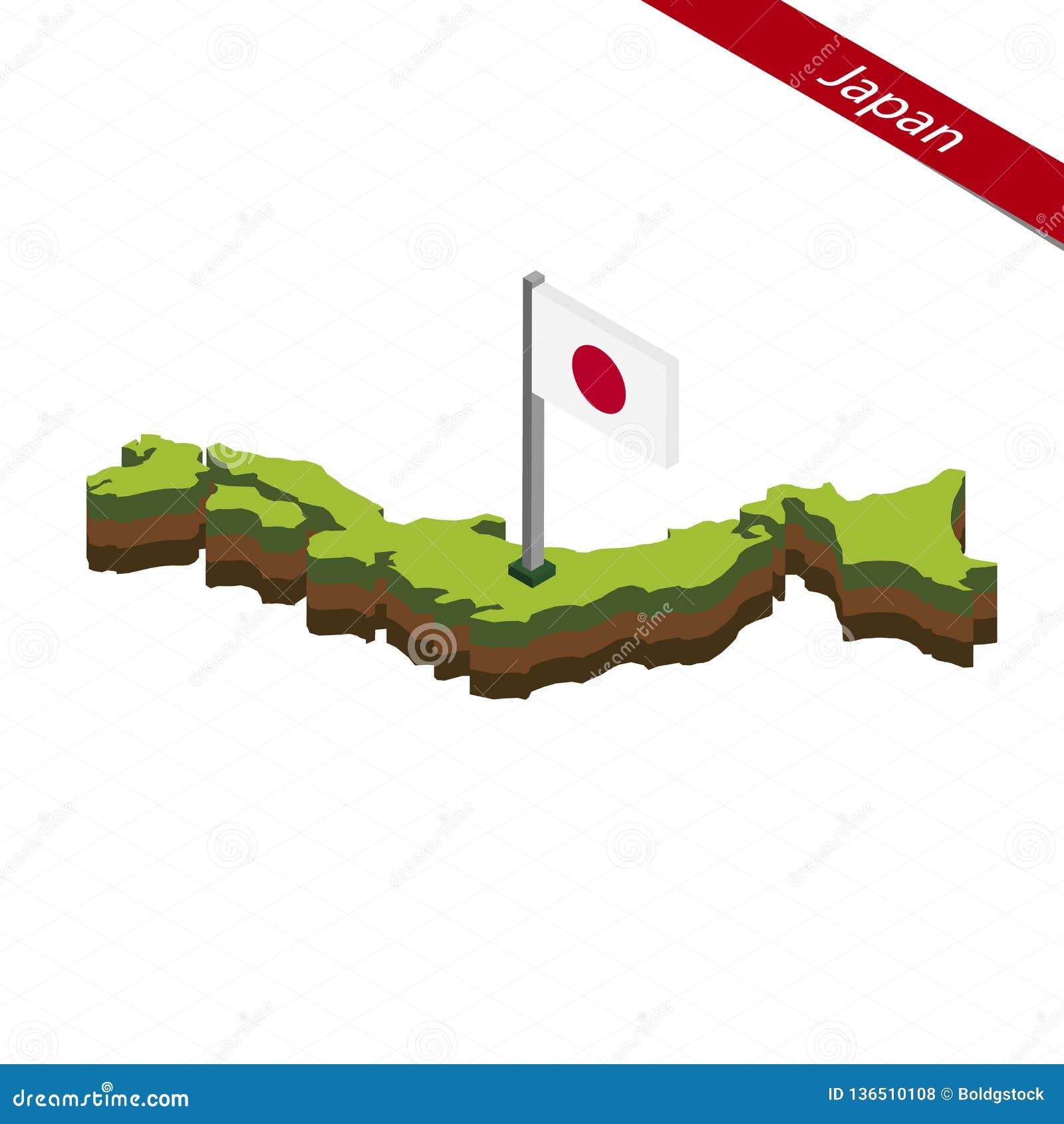 Japan Isometric Map and Flag. Vector Illustration Stock Vector ...