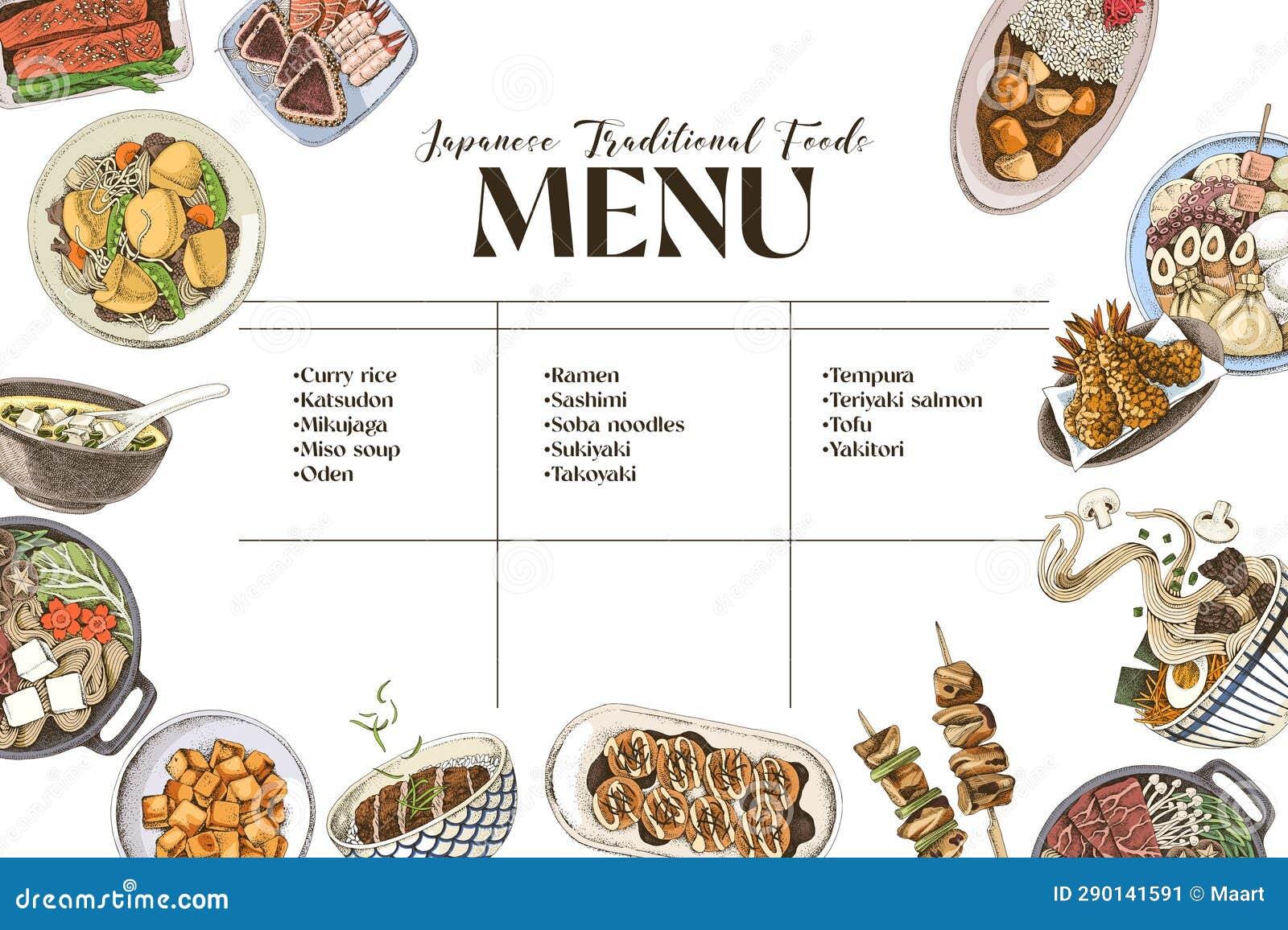 Japan Kitchen Vector Menu Template Stock Vector - Illustration of ...