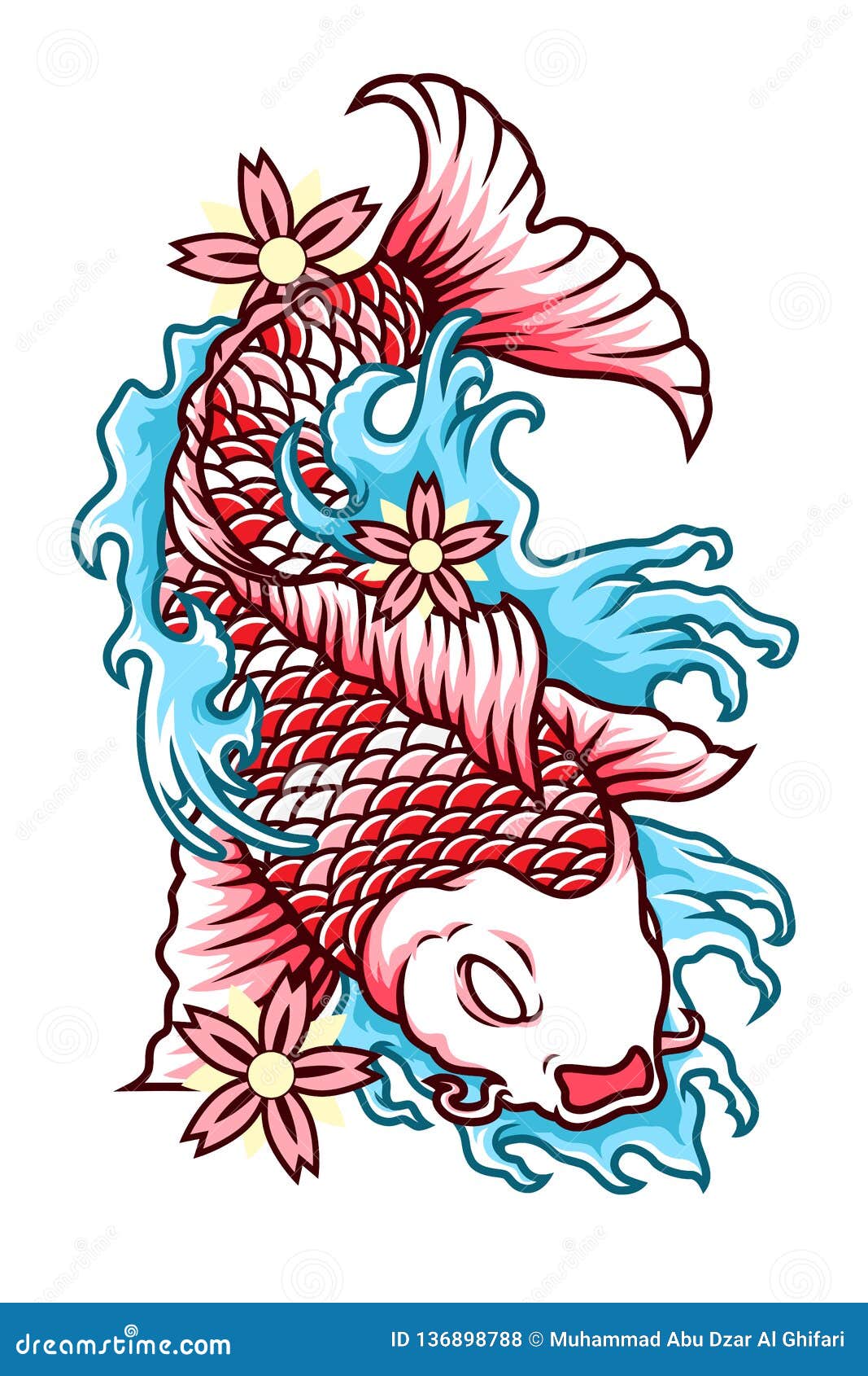 Japan Koi Fish Vector Tattoo Style Stock Vector - Illustration of ...