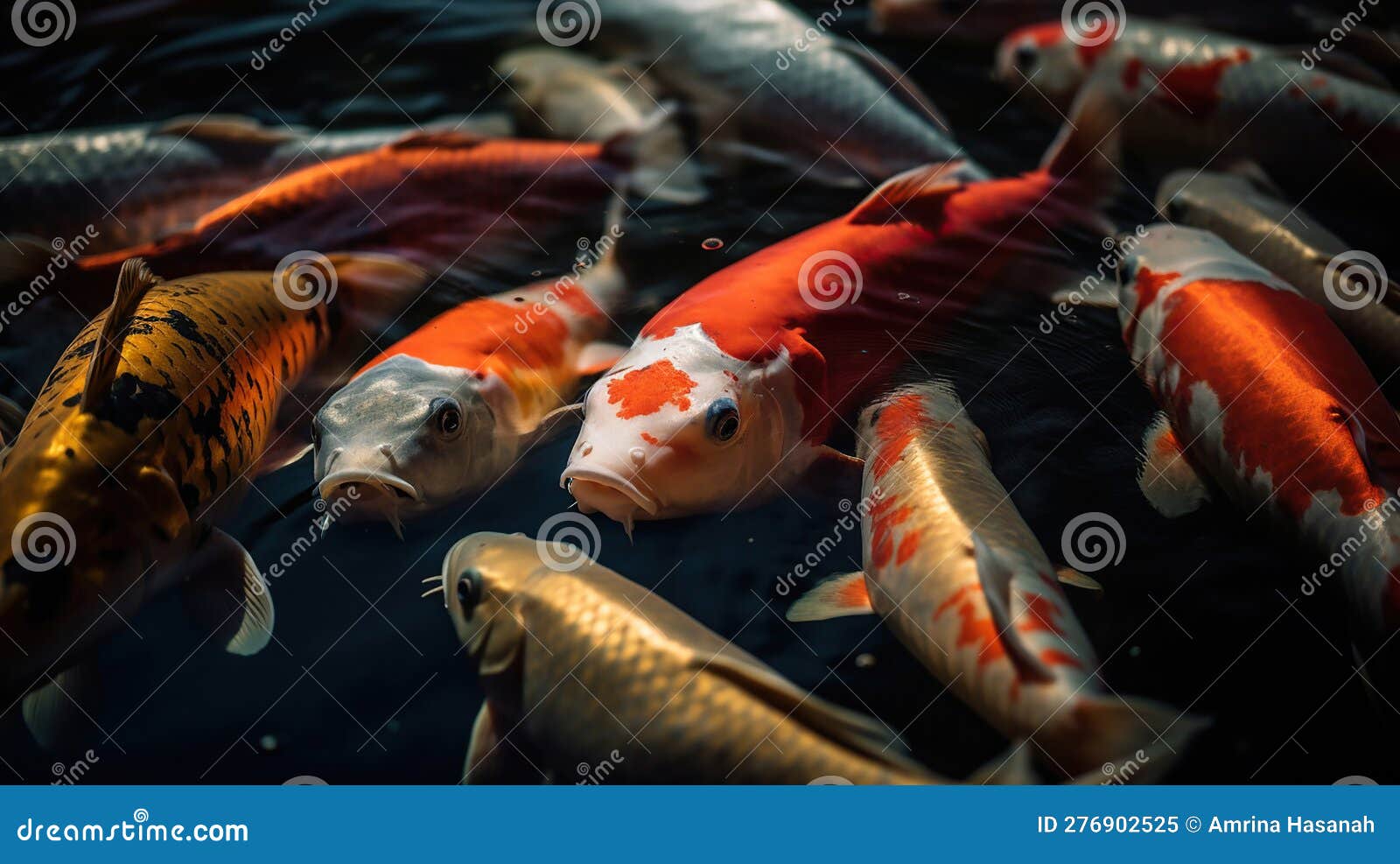 Japan Koi Carp in Koi Pond. Generative Ai Stock Image - Image of ...