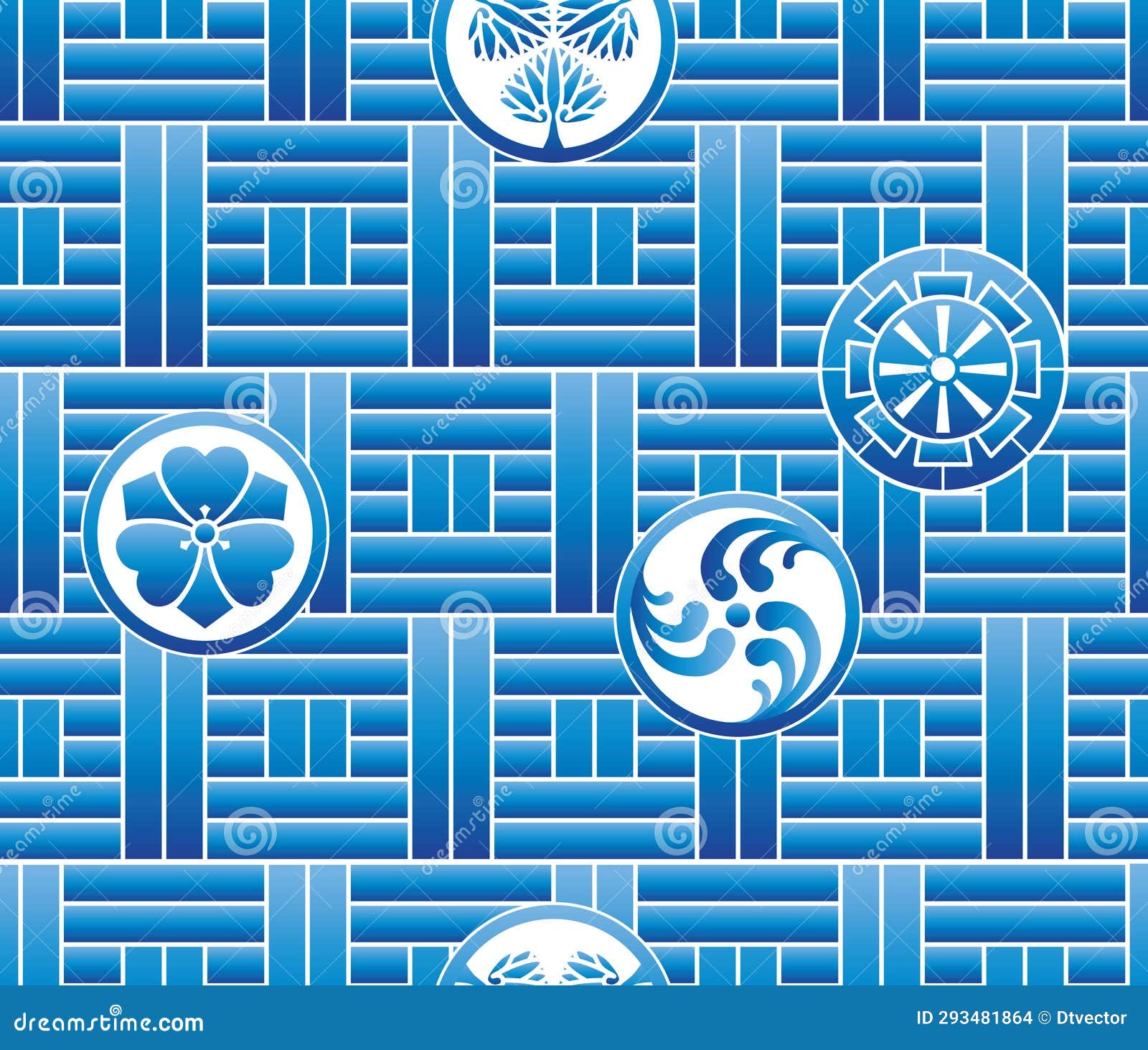 Japan Line Circle Style Gradient Seamless Pattern Stock Vector ...