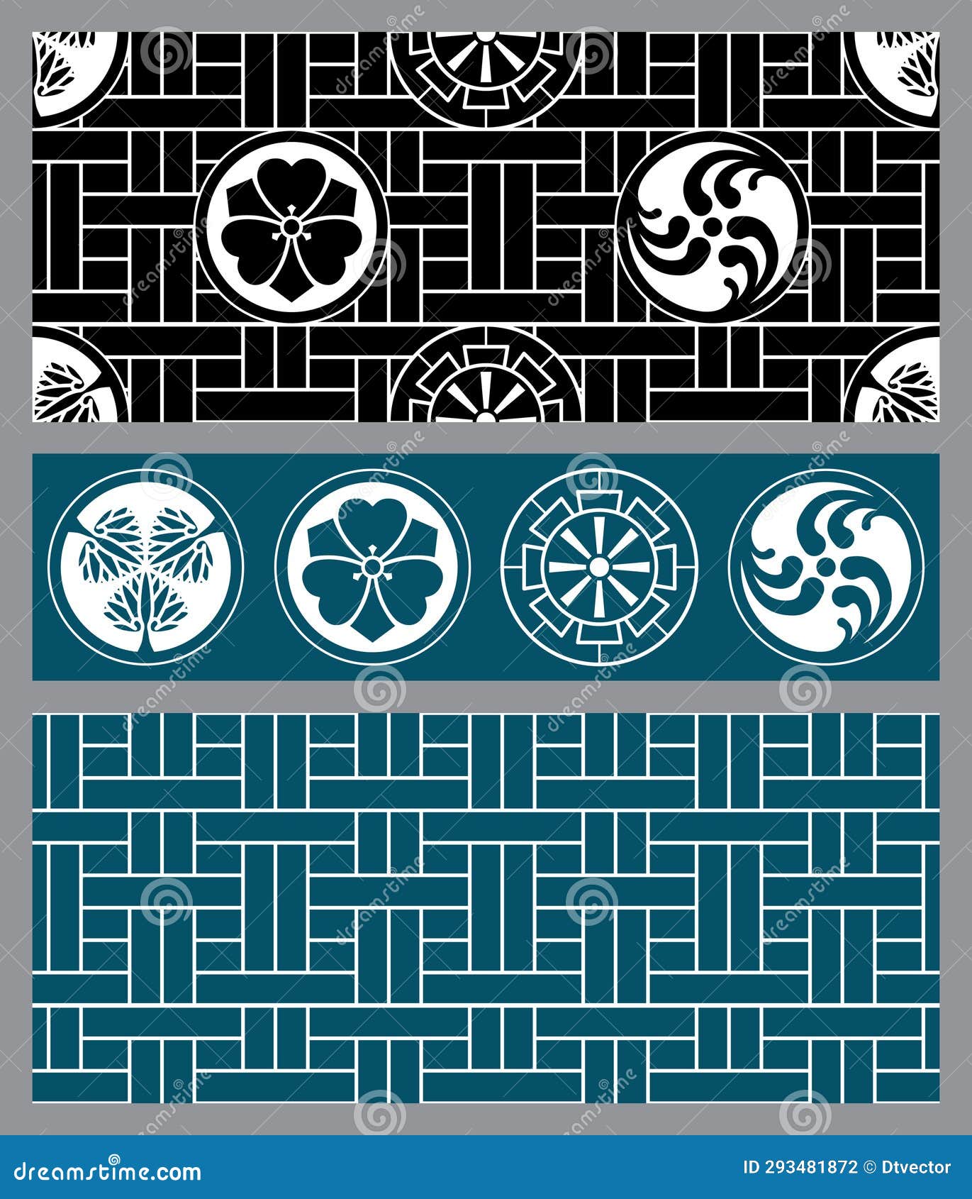 Japan Line Circle Style Seamless Pattern Addon Stock Vector ...