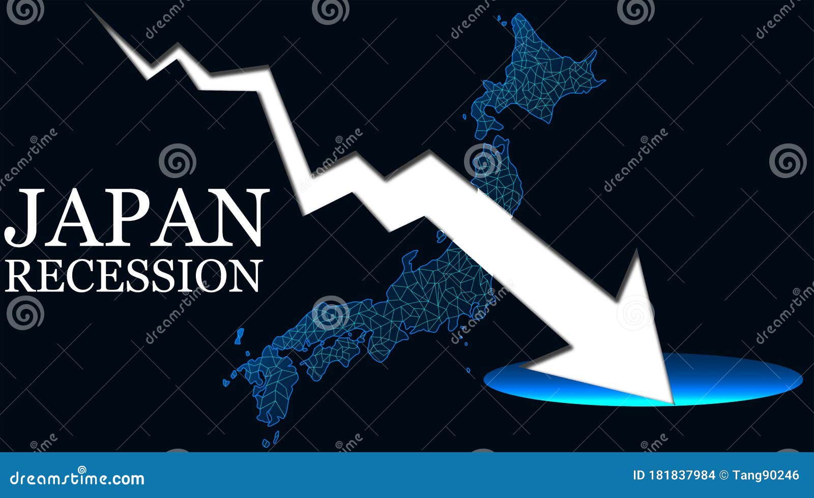 Japan Map with Arrow Indicated Recession Stock Illustration ...