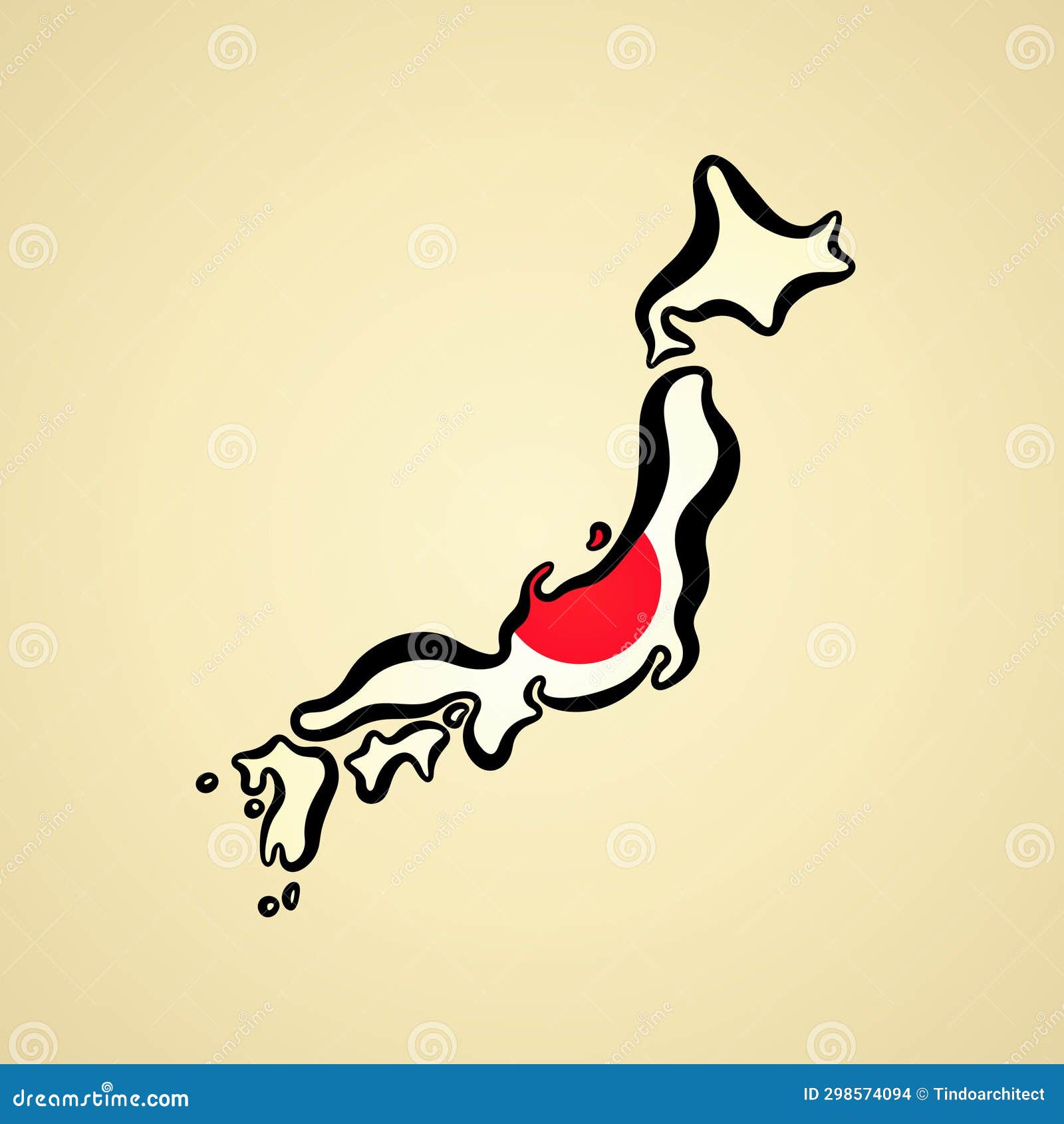 Japan - Map Colored with Flag Stock Vector - Illustration of nihon ...