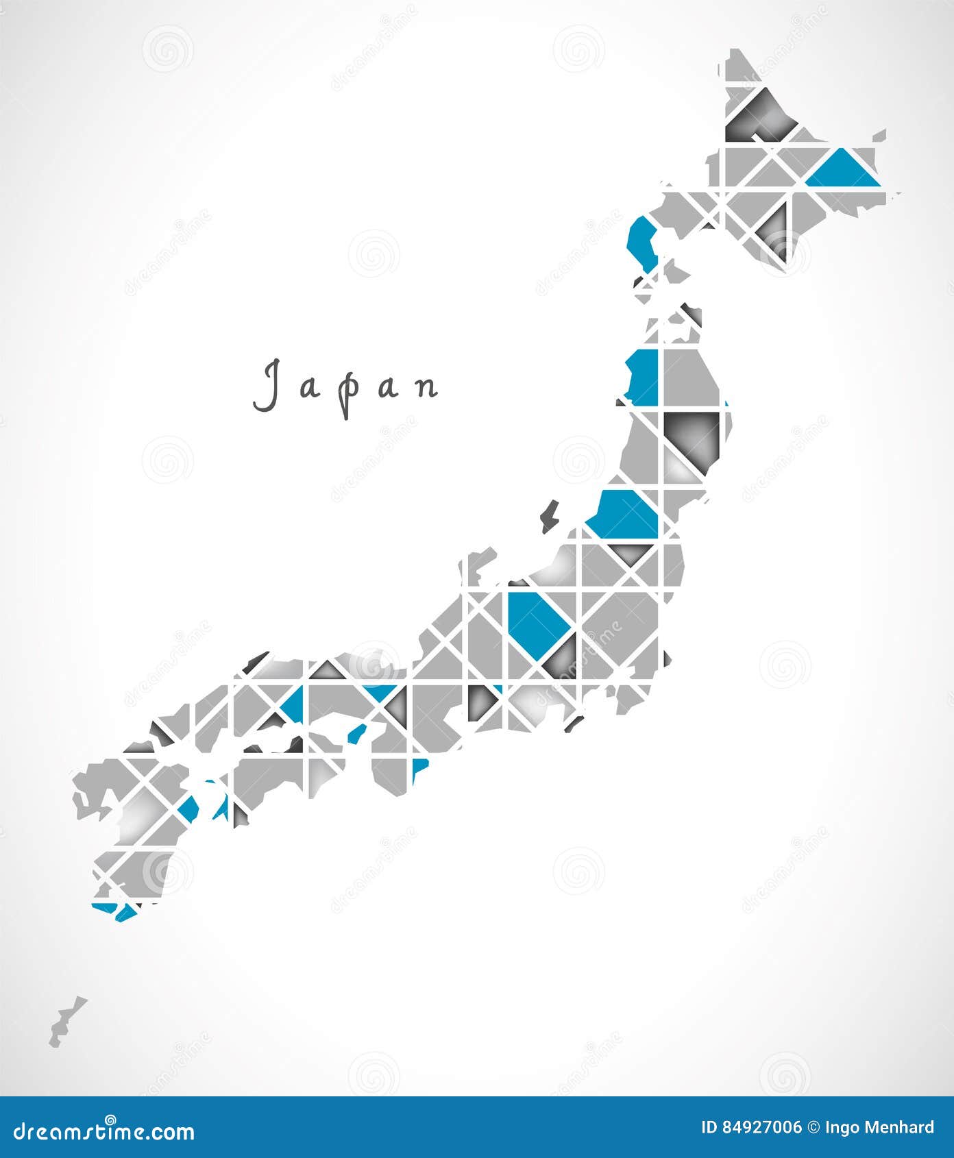 Japan Map Crystal Diamond Style Artwork Stock Illustration ...