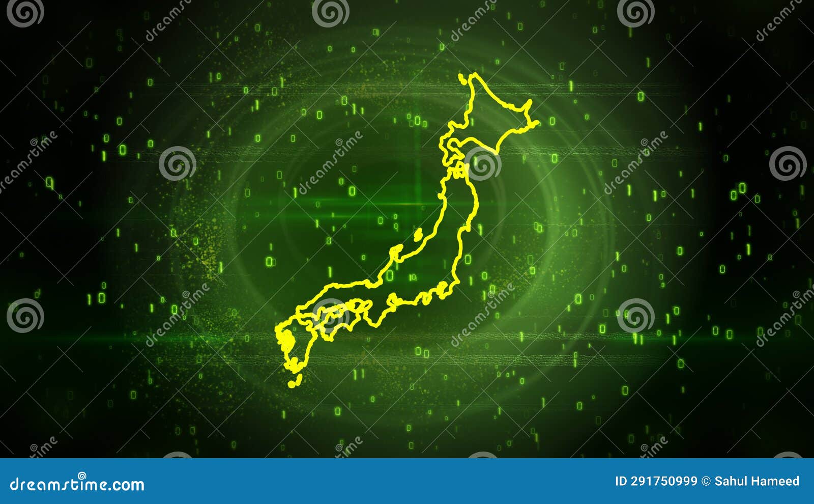 Japan Map on Digital Background Stock Illustration - Illustration of ...