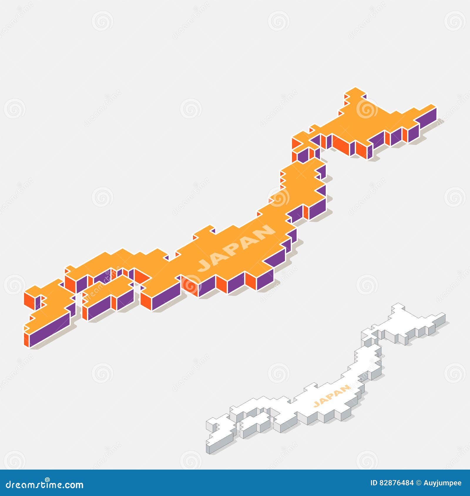 Japan Map Element with 3D Isometric Shape Isolated on Background Stock ...