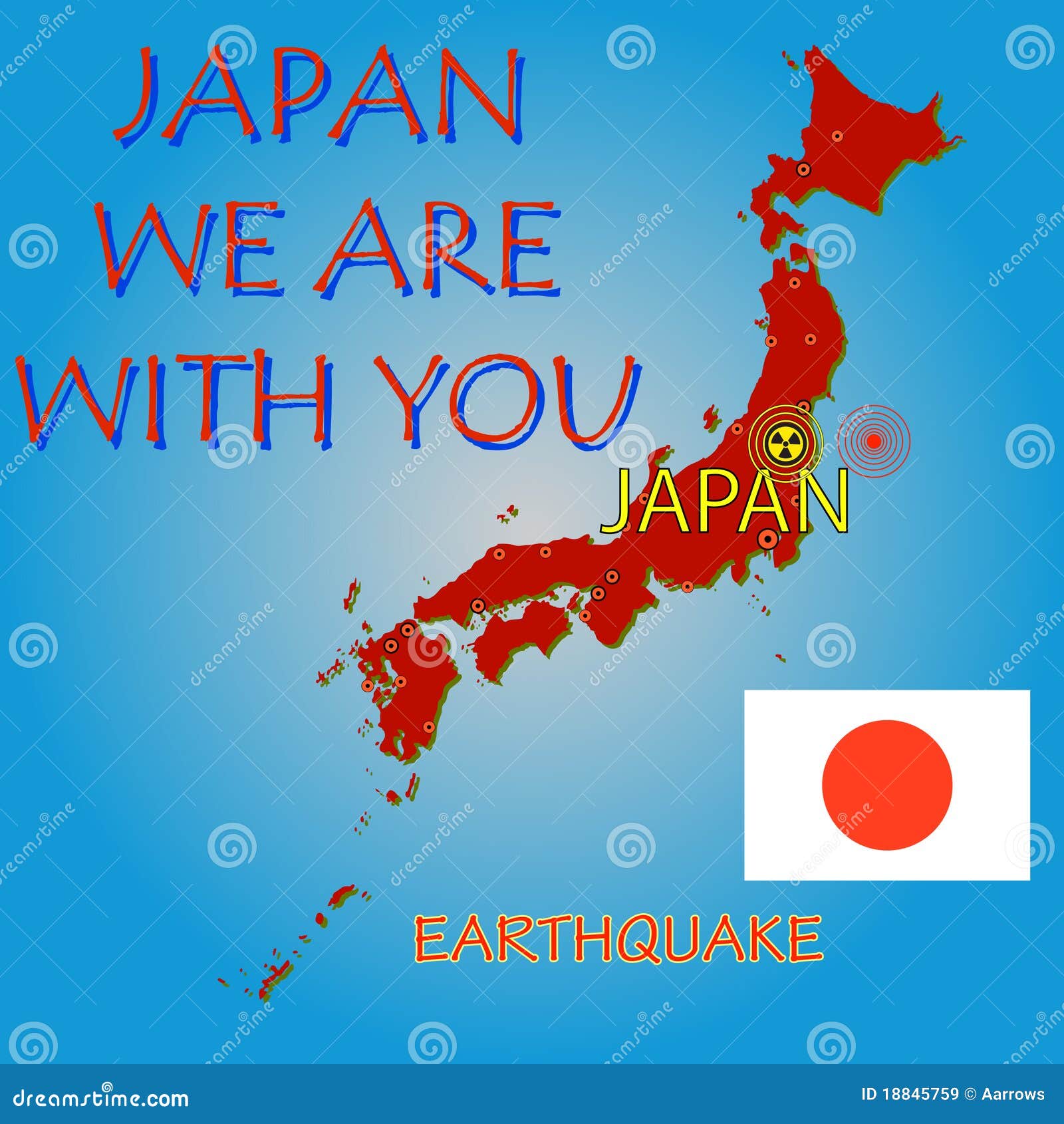 Japan Map With Epicenter Cartoon Vector | CartoonDealer.com #18845759