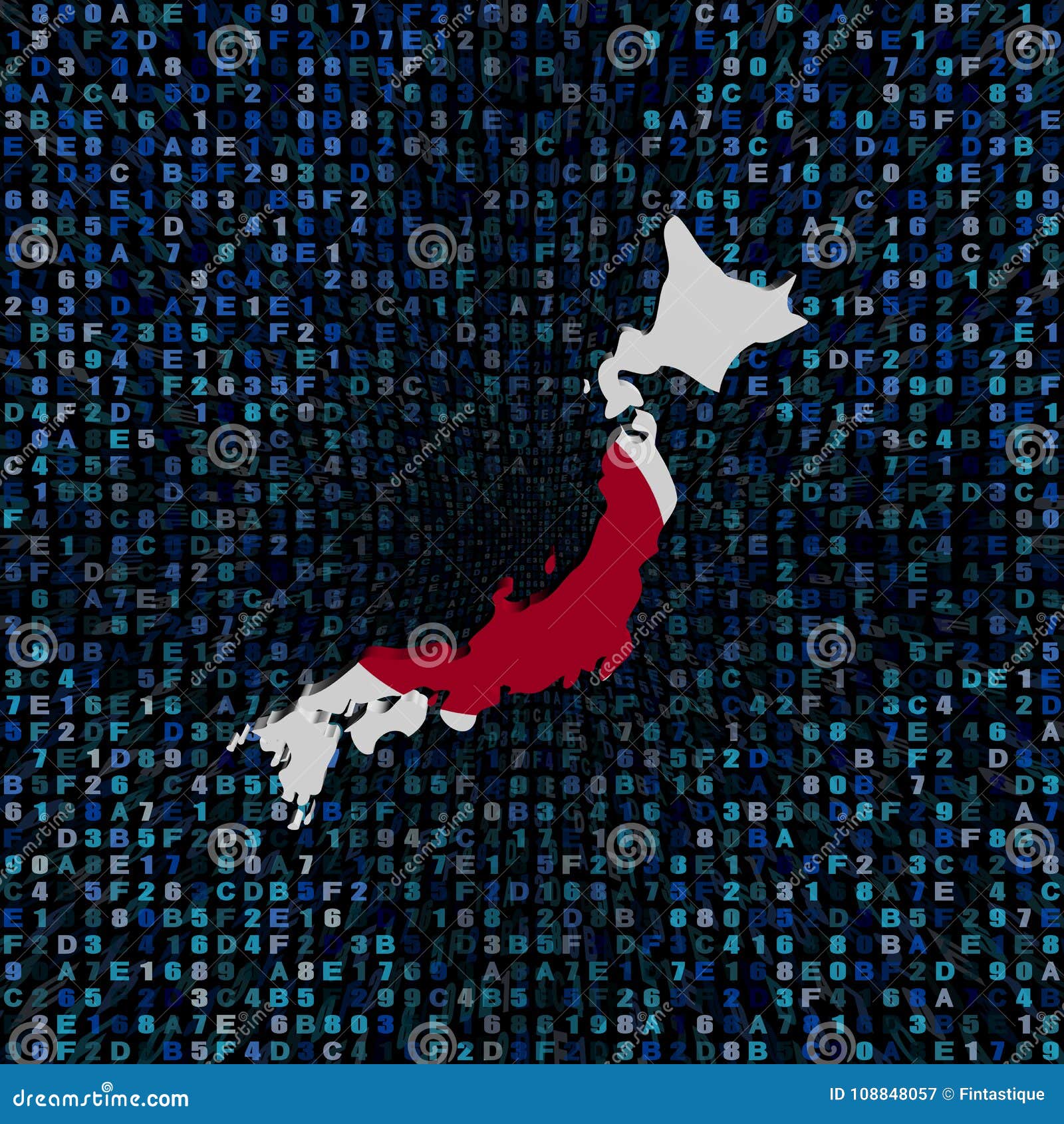 Japan Map Flag on Hex Code Illustration Stock Illustration ...
