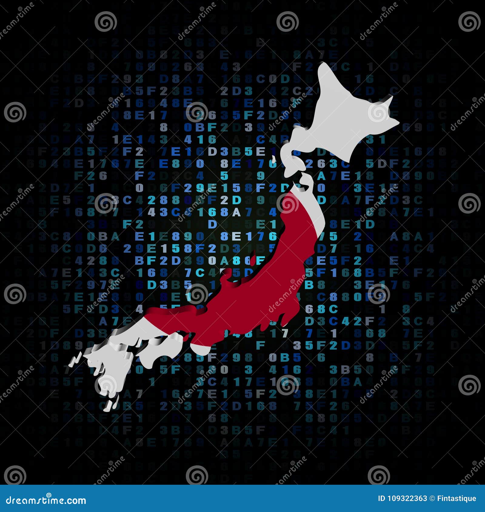 Japan Map Flag on Hex Code Illustration Stock Illustration ...