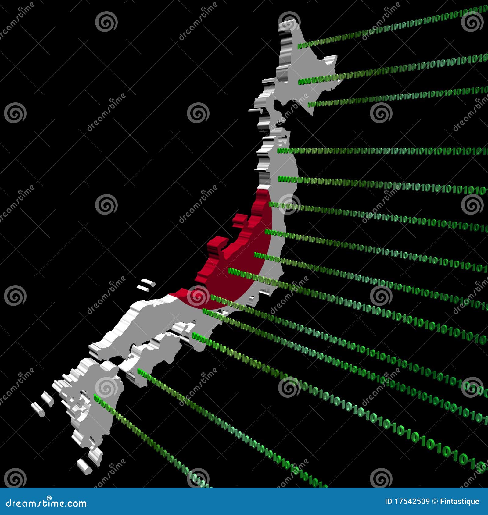 Japan Map Flag with Binary Code Stock Illustration - Illustration of ...