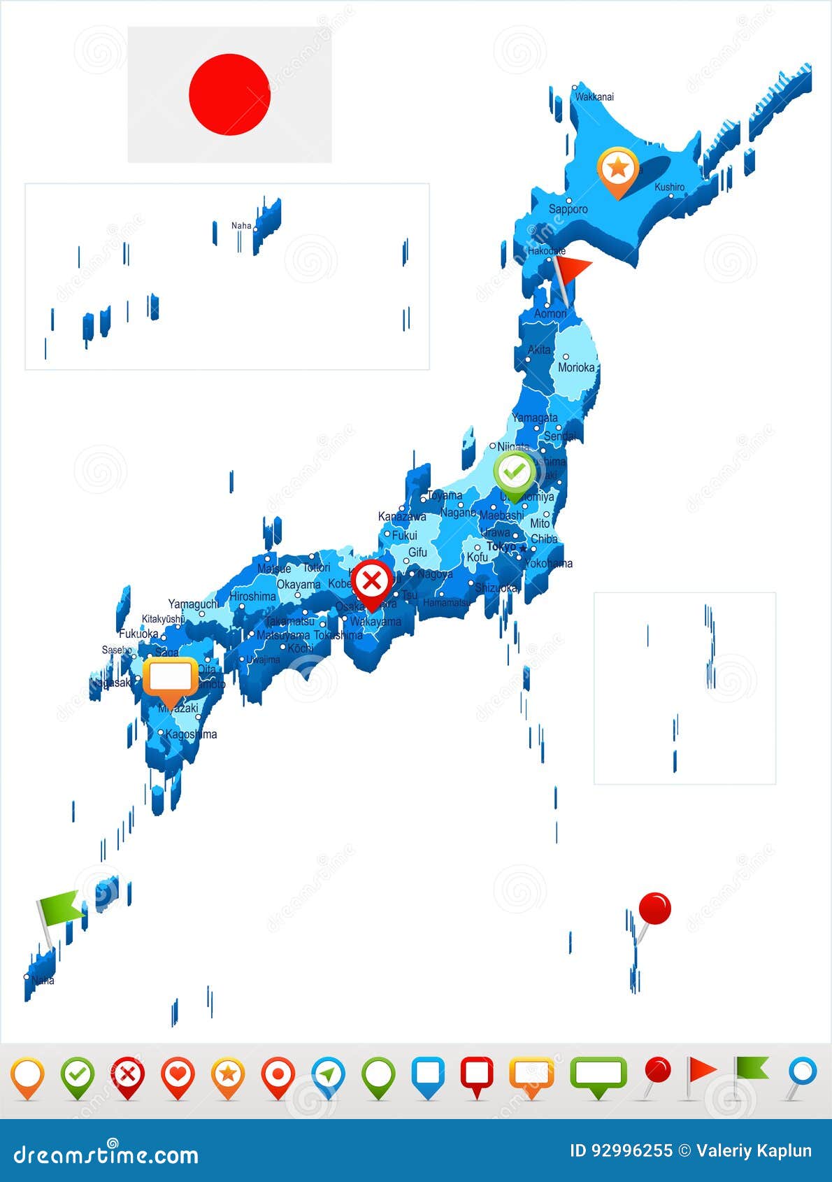 Japan - Map and Flag - Illustration Stock Illustration - Illustration ...