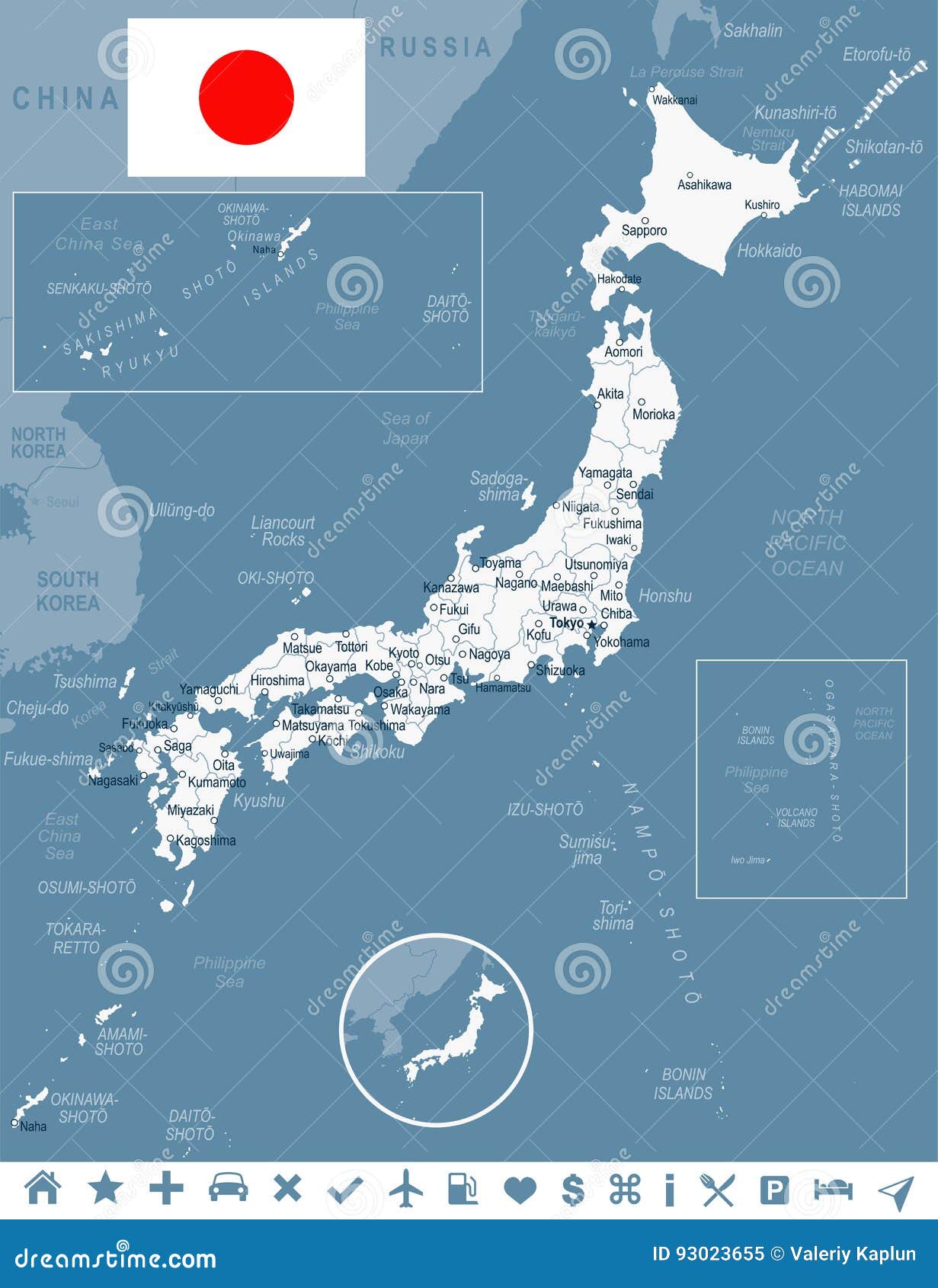 Japan - Map and Flag - Illustration Stock Illustration - Illustration ...