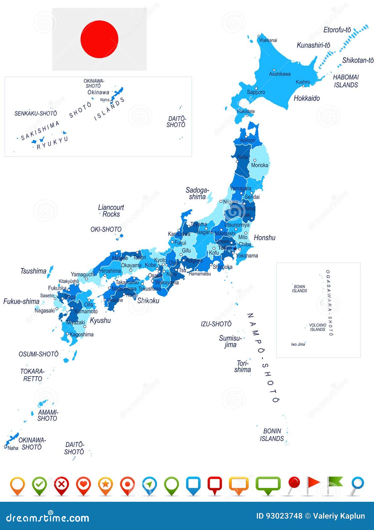 Japan - Map and Flag - Illustration Stock Illustration - Illustration ...