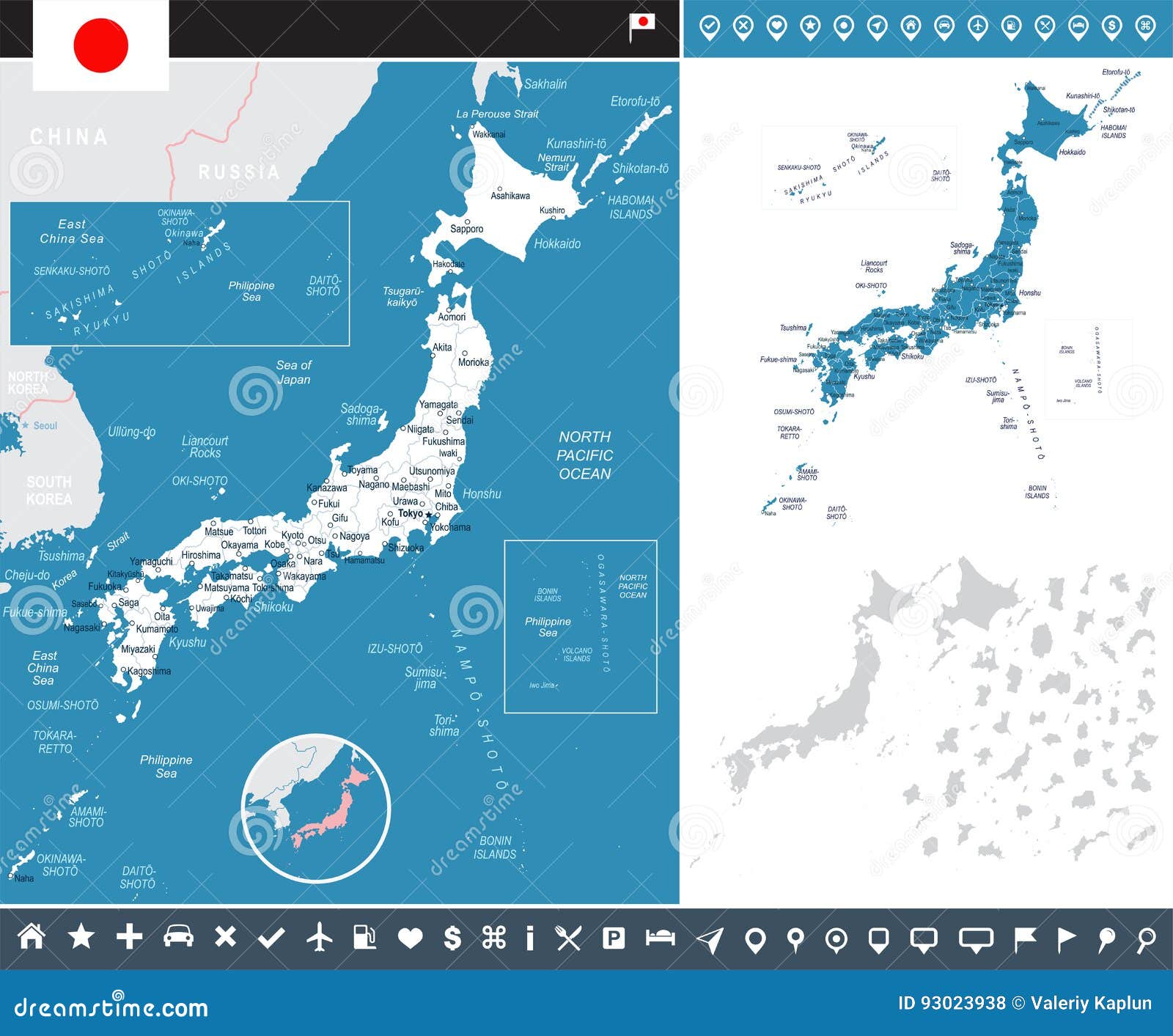 Japan - Map and Flag - Infographic Illustration Stock Illustration ...