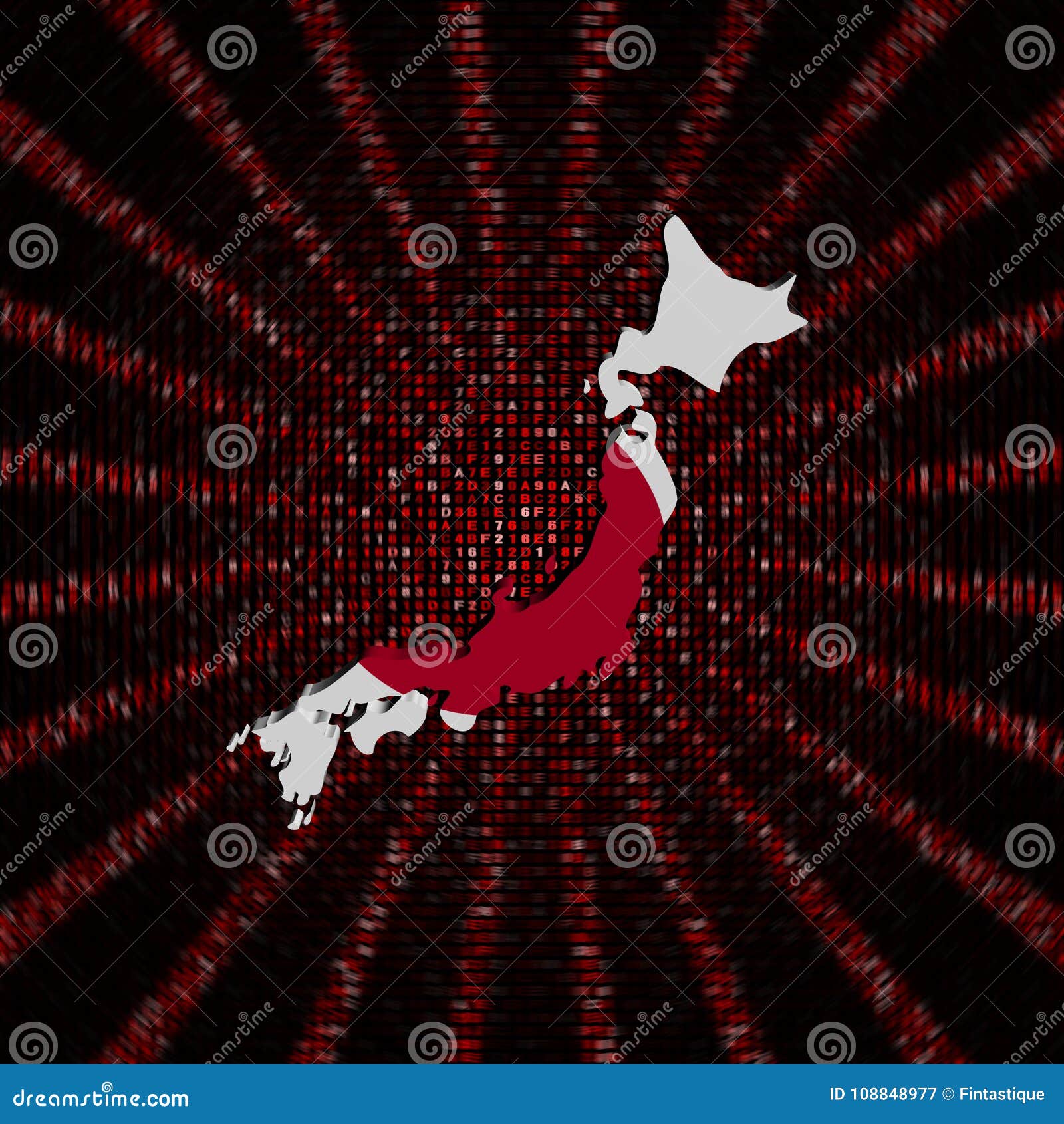 Japan Map Flag on Red Hex Code Burst Illustration Stock Illustration ...