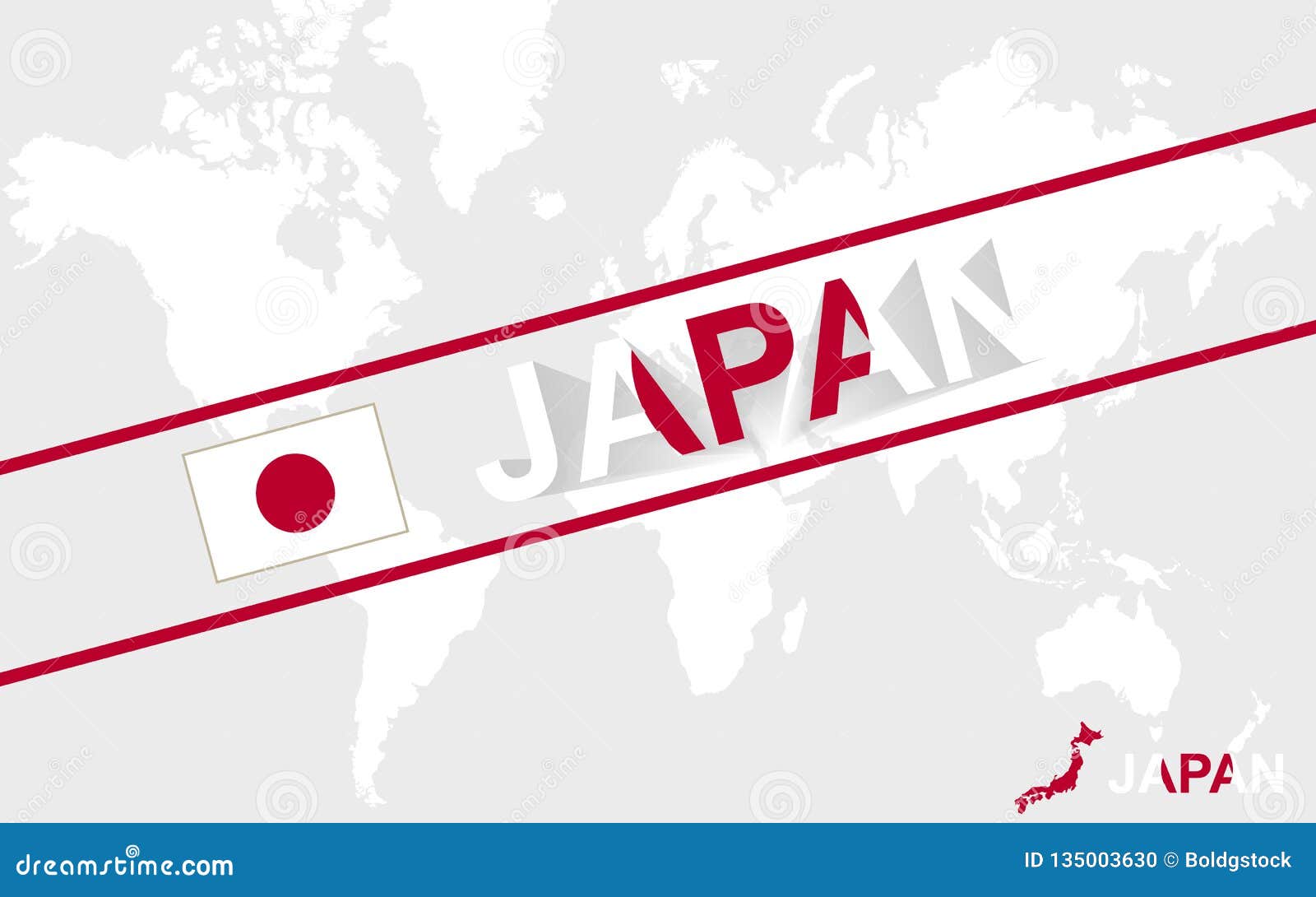 Japan Map Flag and Text Illustration Stock Vector - Illustration of ...