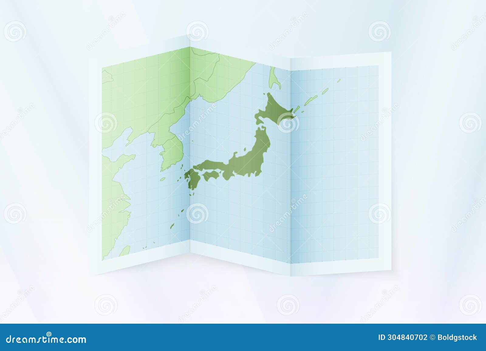 Japan Map, Folded Paper with Japan Map Stock Vector - Illustration of ...