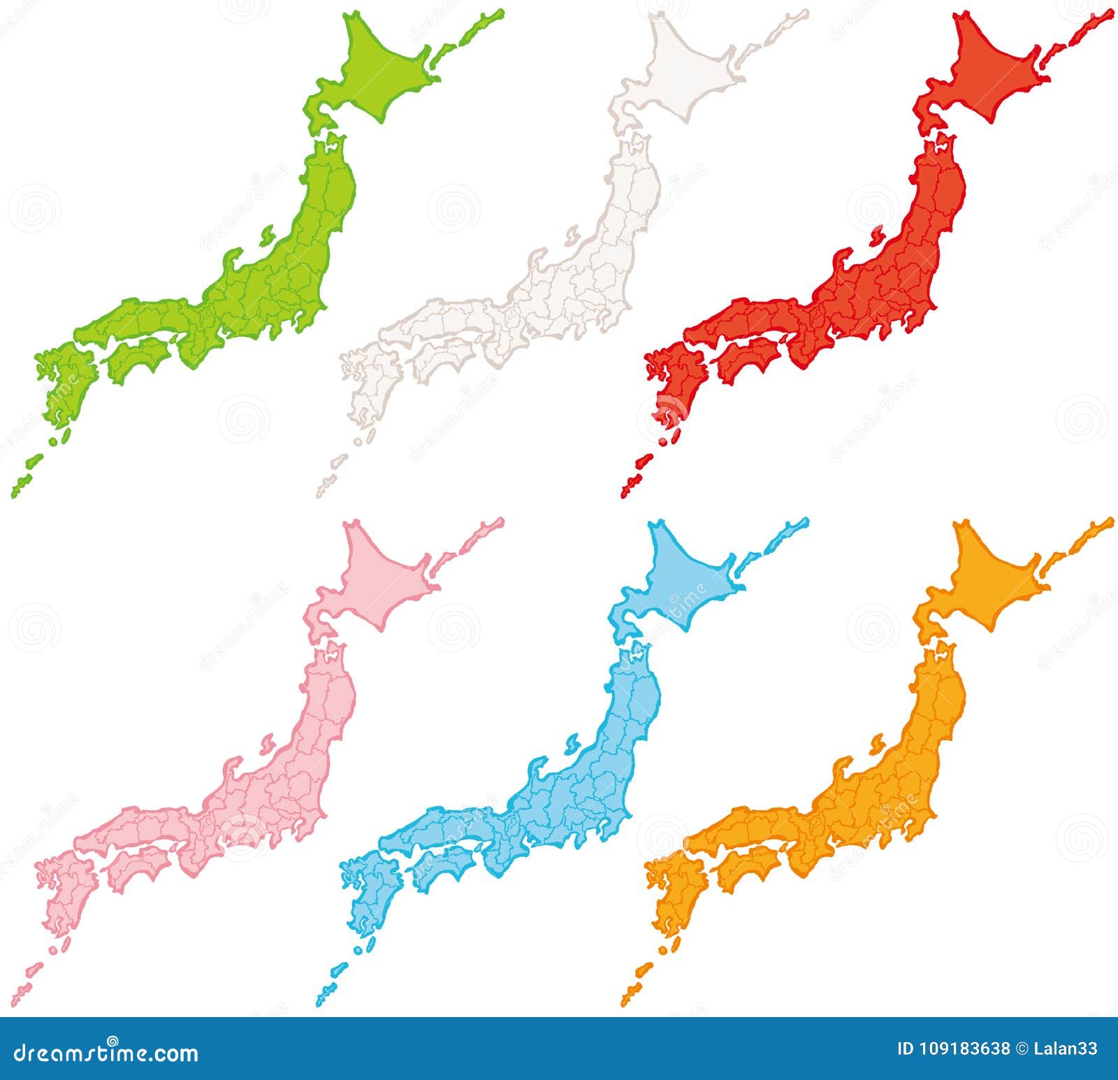Japan Map. Japanese Prefectures. Hand Drawn Illustration. Stock Vector ...