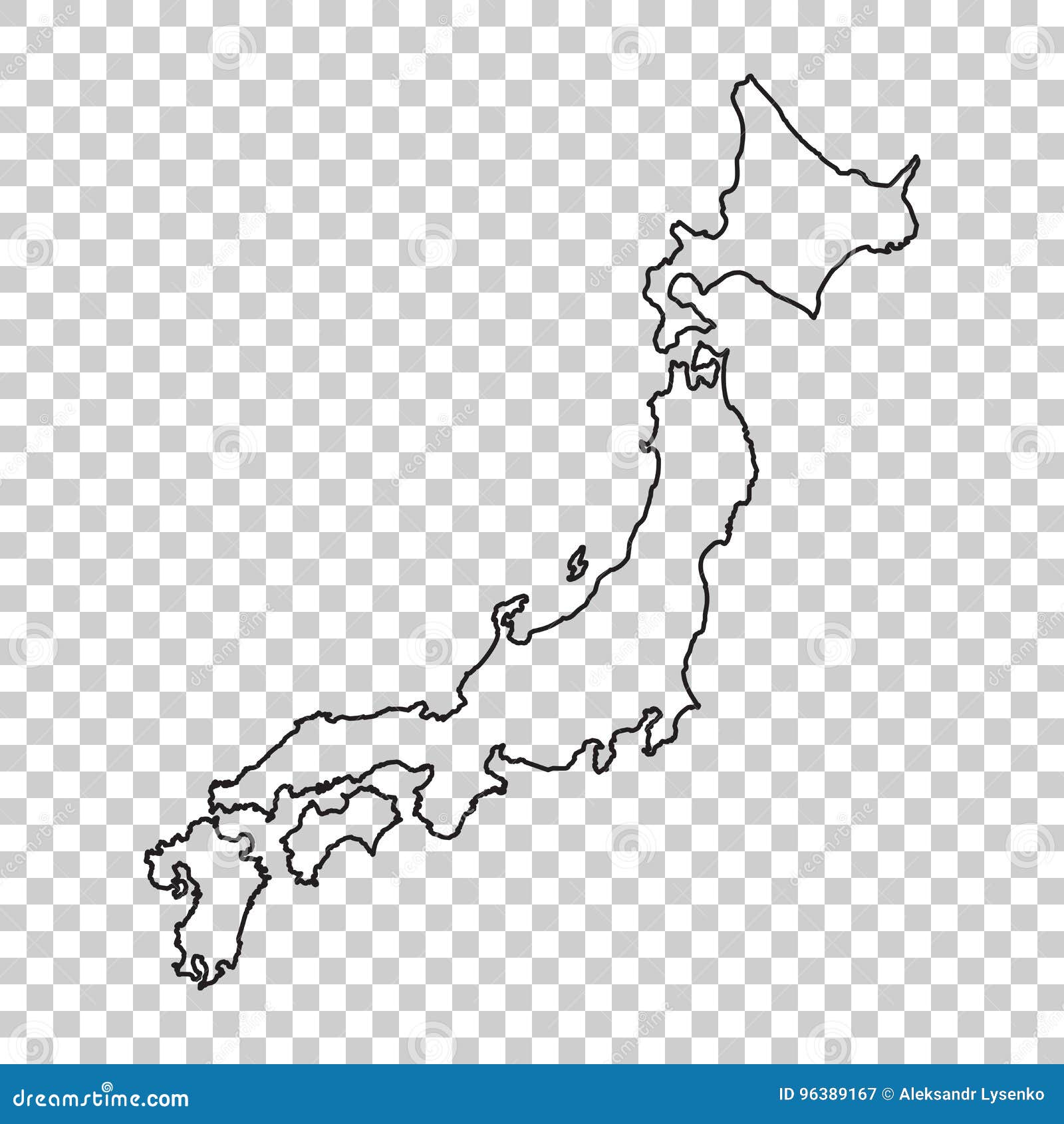 Japan Map in Line Style on Isolated Background. Vector Illustration ...